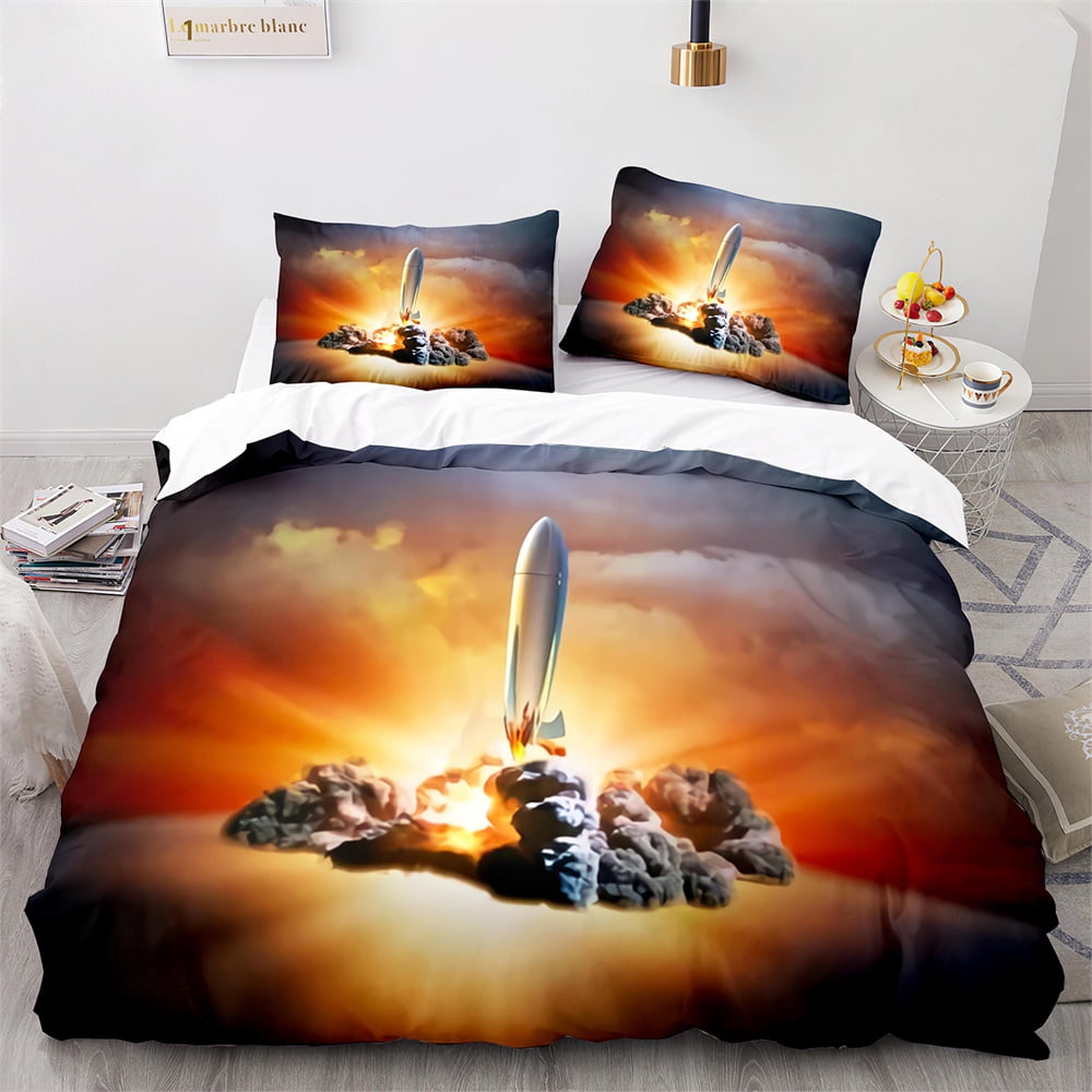 Explode Duvet Cover Orange Shaped Pattern Disaster Theme King Size for ...