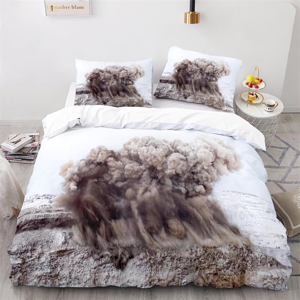Explode Duvet Cover Orange Shaped Pattern Disaster Theme King Size for ...