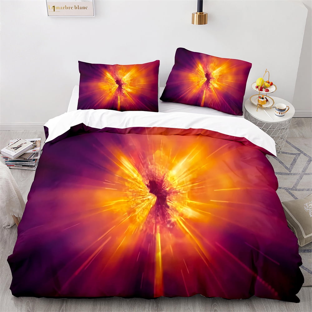 Explode Duvet Cover Orange Shaped Pattern Disaster Theme King Size for ...