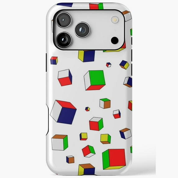 Exploding Rubik Blocks Funny Phone Case for iPhone 11 12 13 14 15 16 17 ...