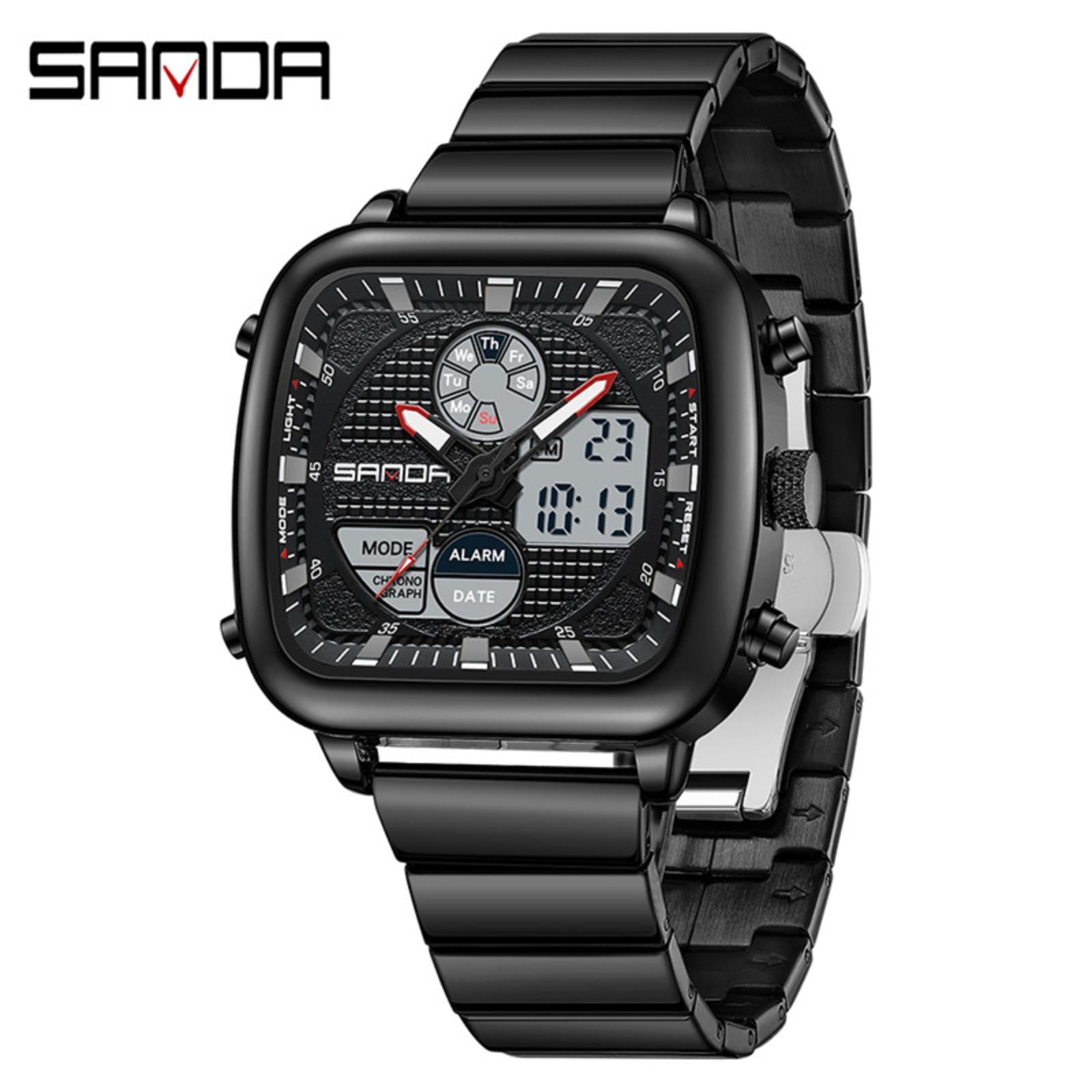 Explojoy Men’s Waterproof Digital Watch – Square Dial, Stainless Steel ...