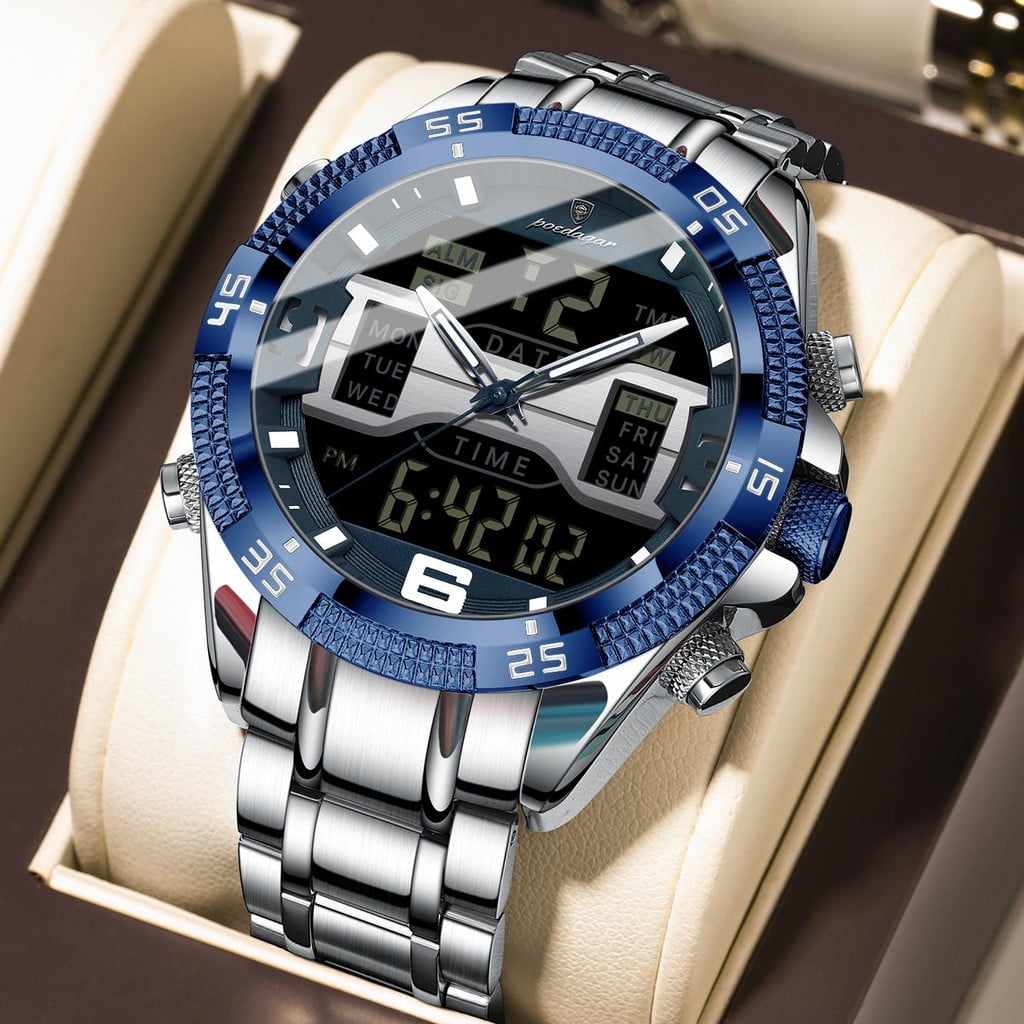 Explojoy Stylish Men's Electronic Watch – Dual Time Zones, Luminous ...