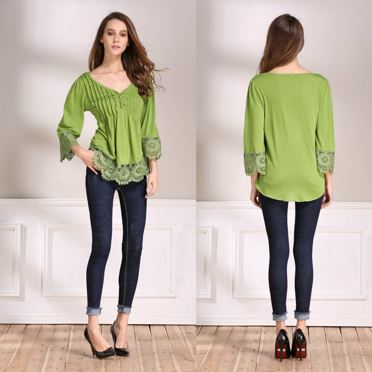 Explora Tops In Pretty Pintucks And Breezy Lace Details - Walmart ...