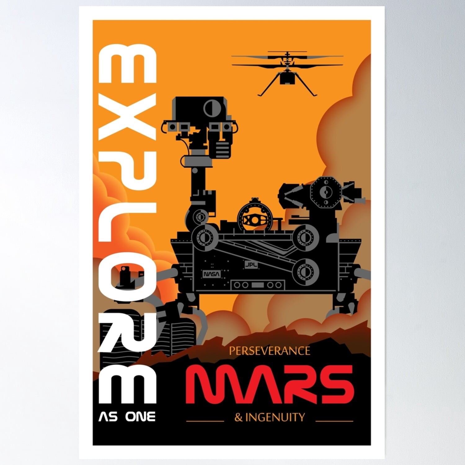 Explore As One: Perseverance & Ingenuity (Pop) Poster Wall Art, Modern ...