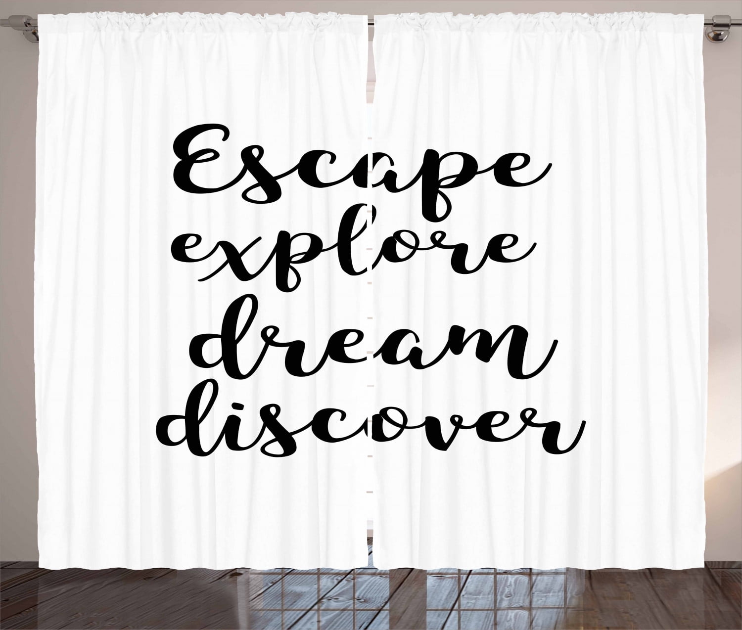 Ambesonne Explore Curtains 2 Panel Set, Brush Calligraphy Dream, 108" x ...