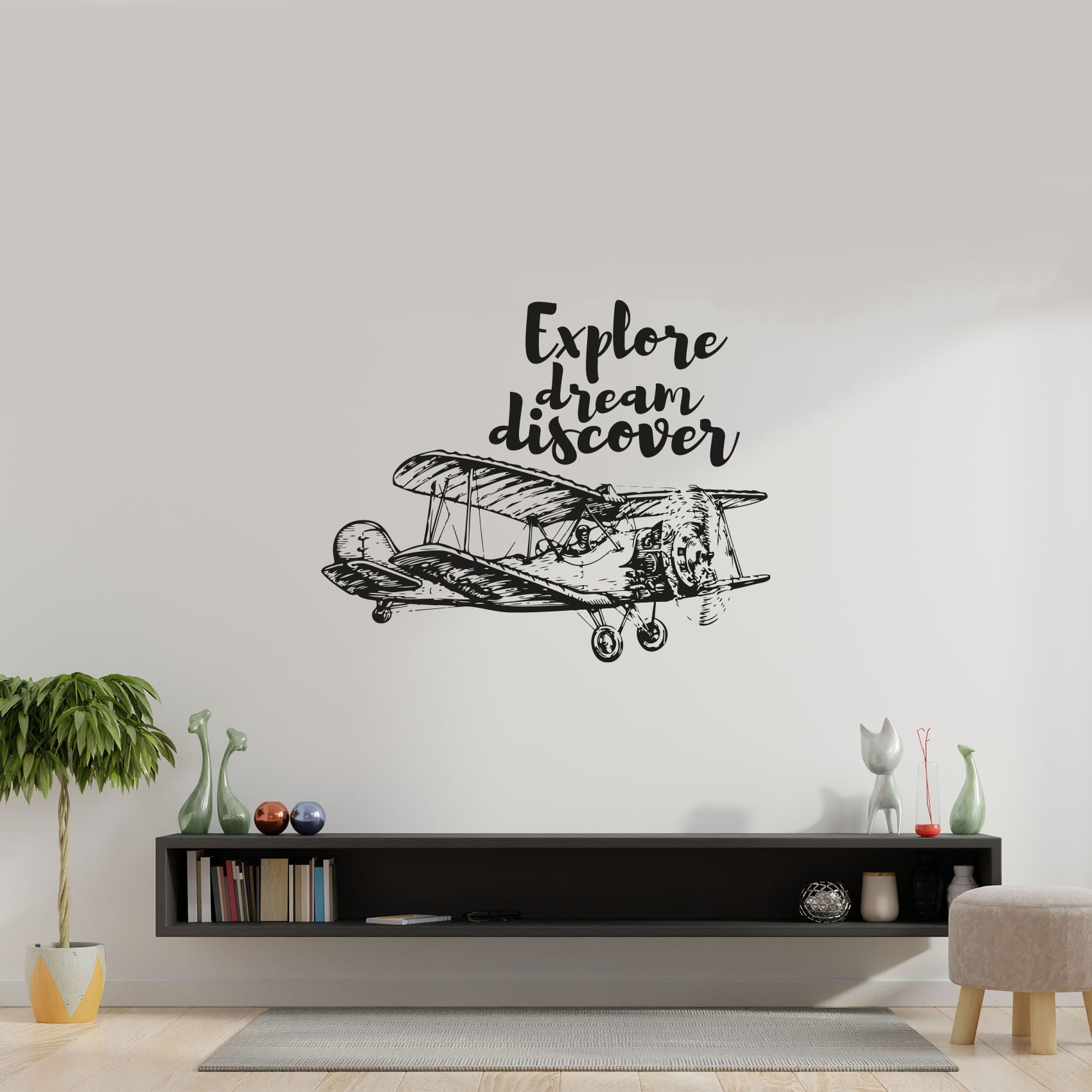 Explore Dream Life Quote Airplane Air Plane Jet Helicopter Wall Sticker ...