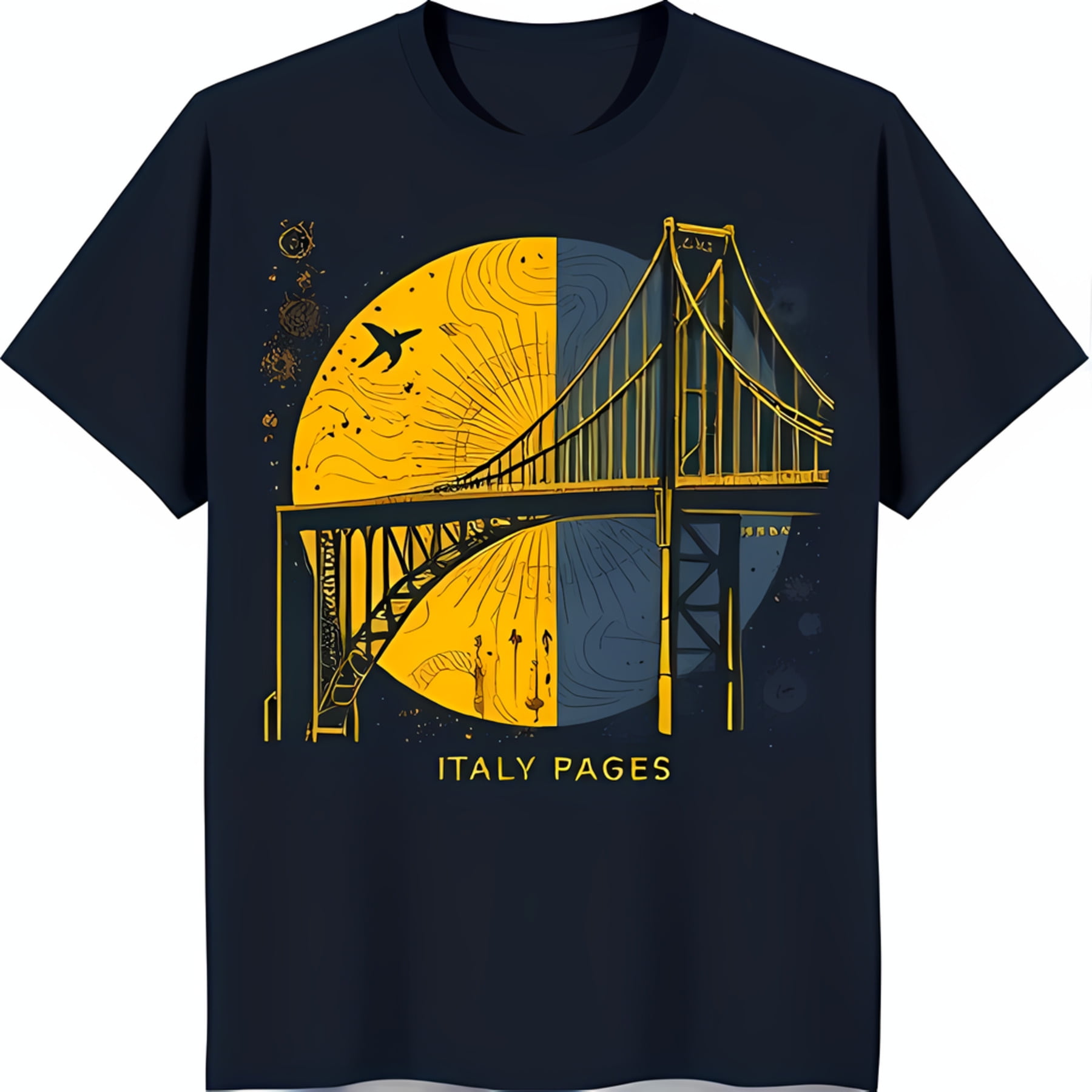 Explore Italy with Our Black T-Shirt Featuring a Vibrant Bridge Graphic ...