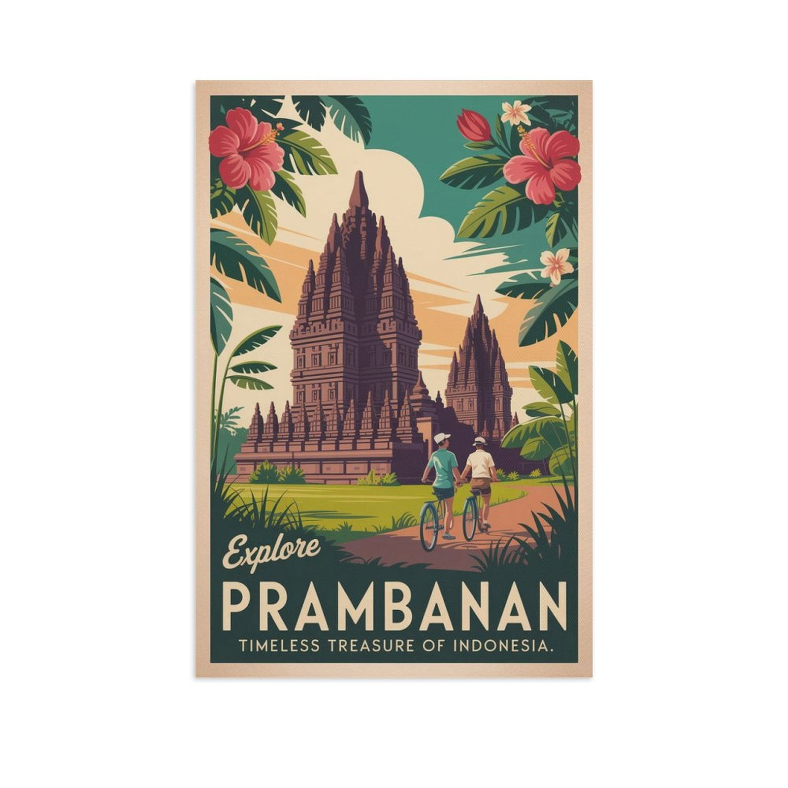 Explore Prambanan Temple Timeless Treasure Vintage Travel Poster Retro ...