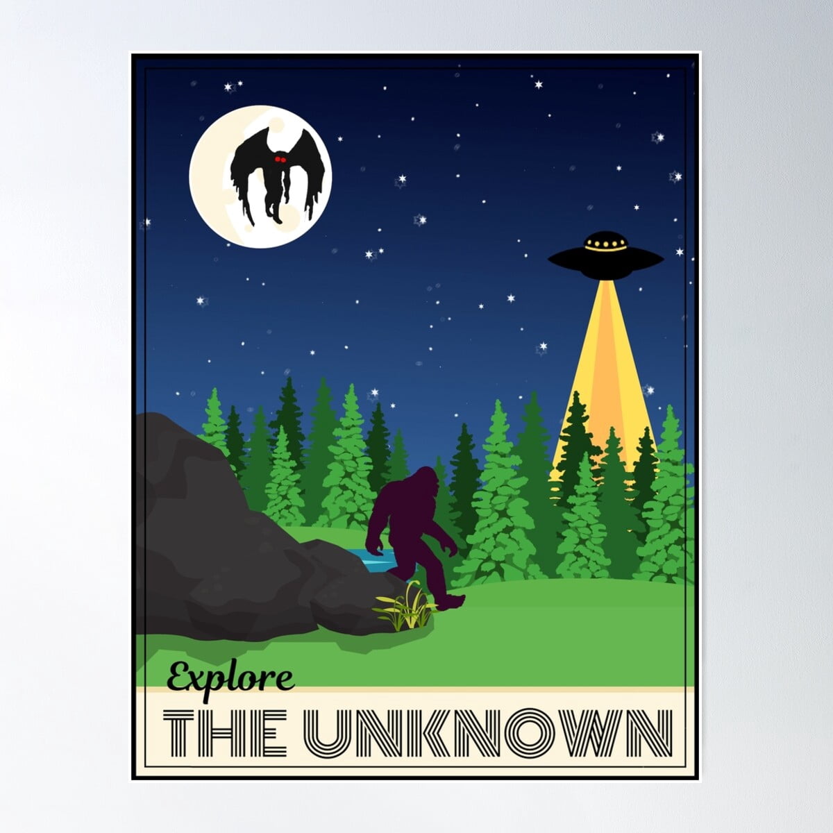 Explore The Unknown Cryptids Poster Wall Art, Modern Wall Decor For ...