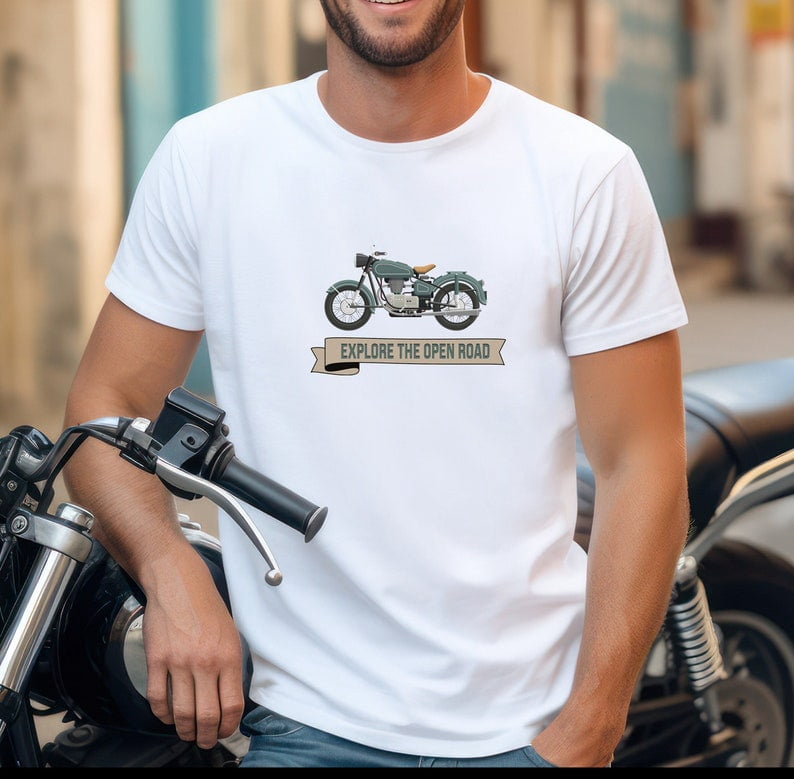 Explore the Open Road Motorcycle T-Shirt, Motorcycle Lover Adventure ...