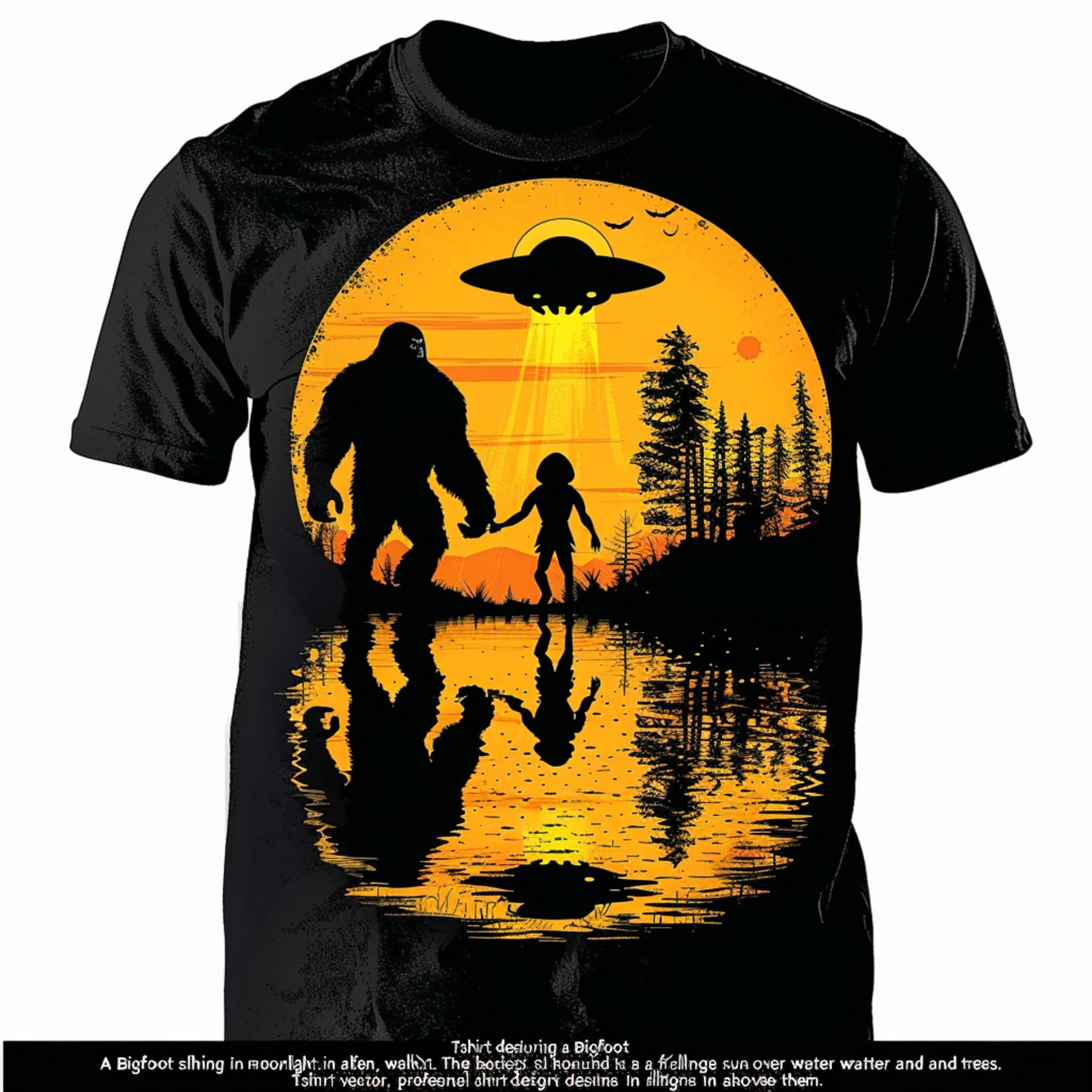 Explore the Unknown: Mystical Black TShirts with and UFOs Unique ...