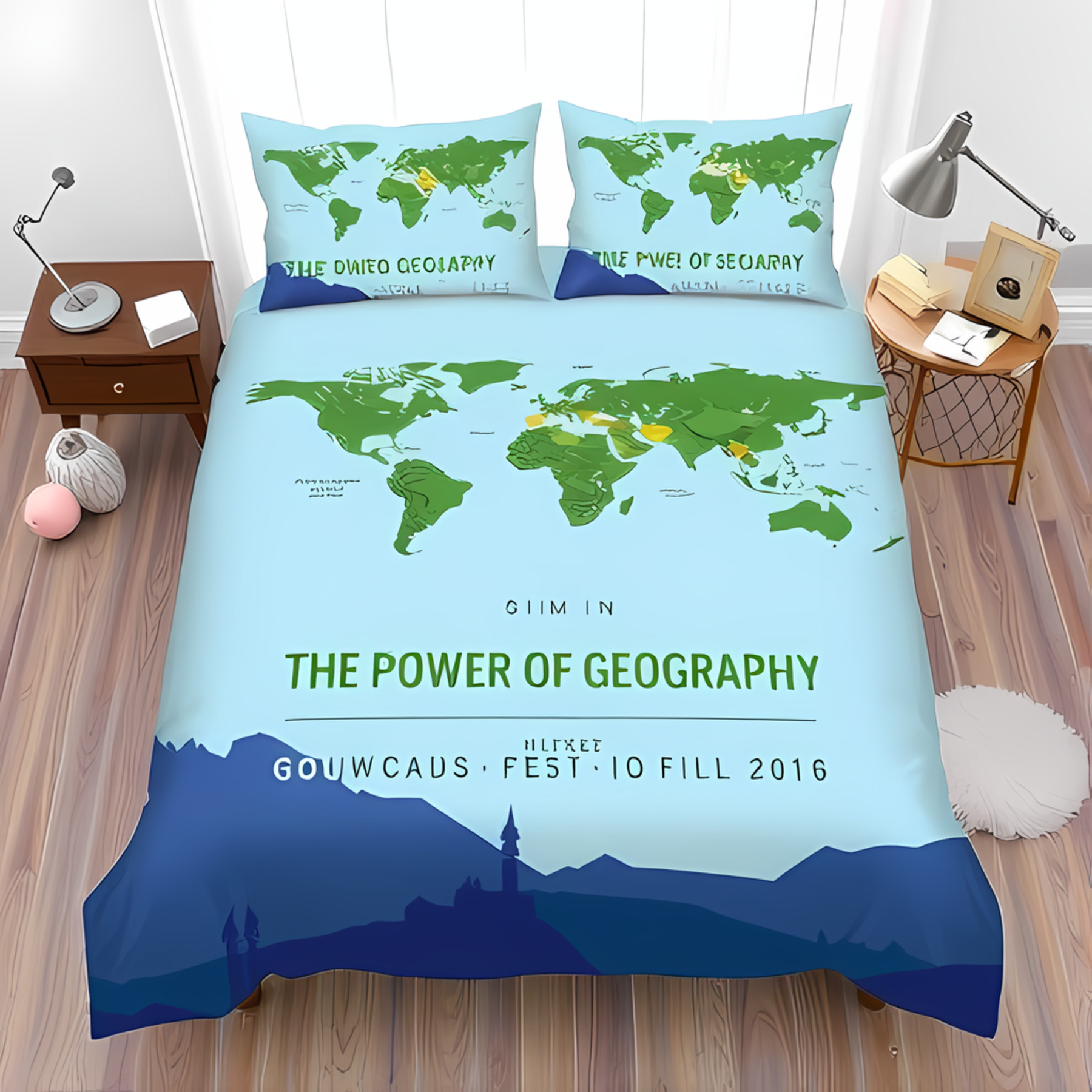 Explore the World with Our 3-Piece Duvet Cover Set Featuring a Vibrant ...