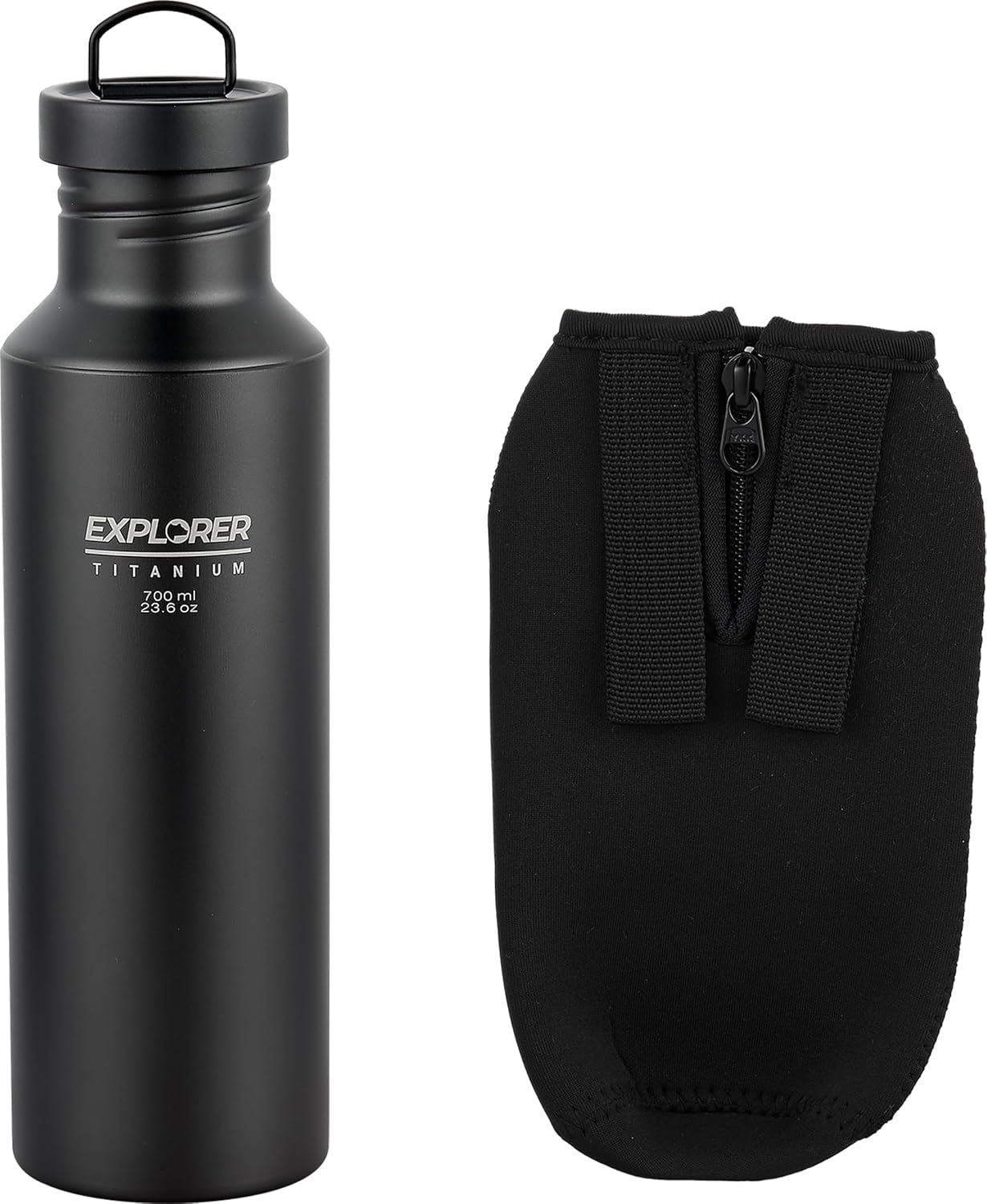 Explorer Bear Black Titanium Camping Sports Water Bottle, 23.6 oz, with ...