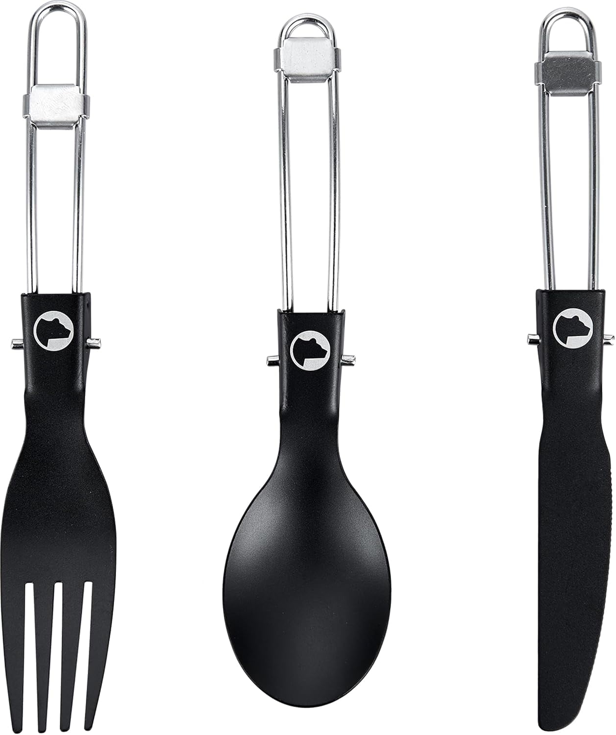 Explorer Bear Black Titanium Foldable Camping Utensil Set, 3 Pieces ...
