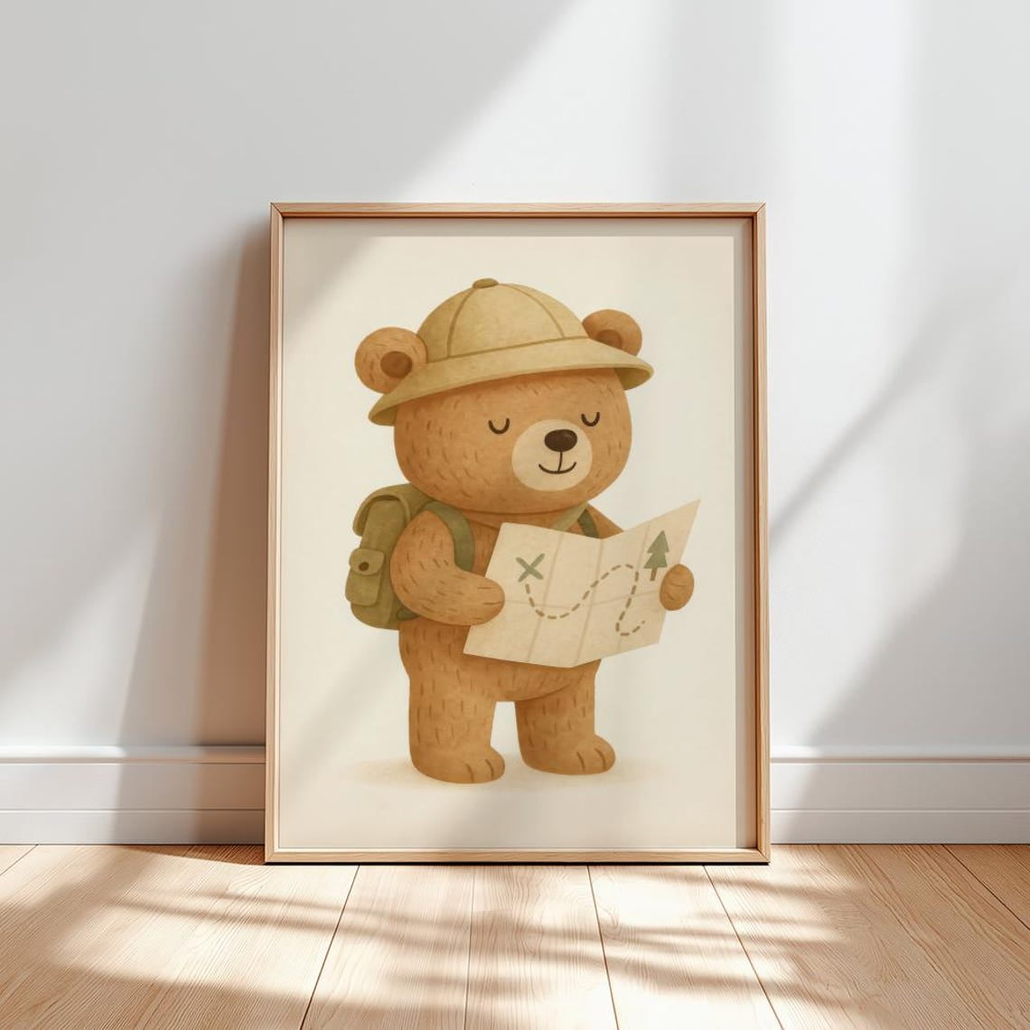 Explorer Bear Poster: Hiking Animal Nursery Art, Unframed Canvas Size ...