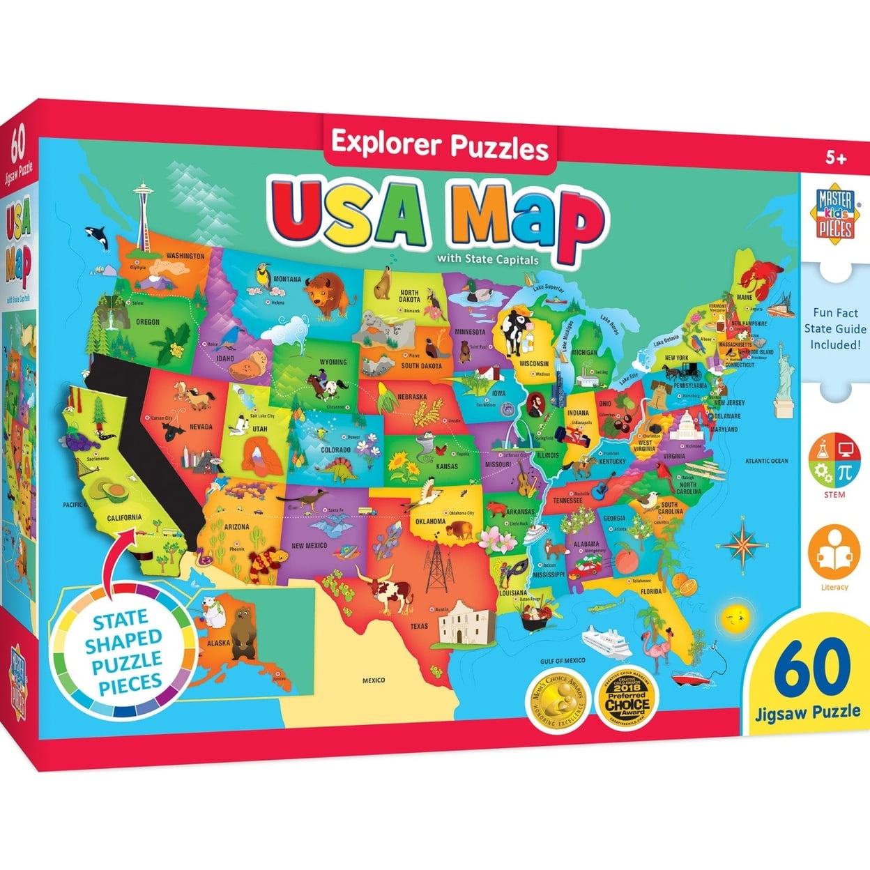 Explorer - USA Map 60 Piece Jigsaw Puzzle - Walmart.com
