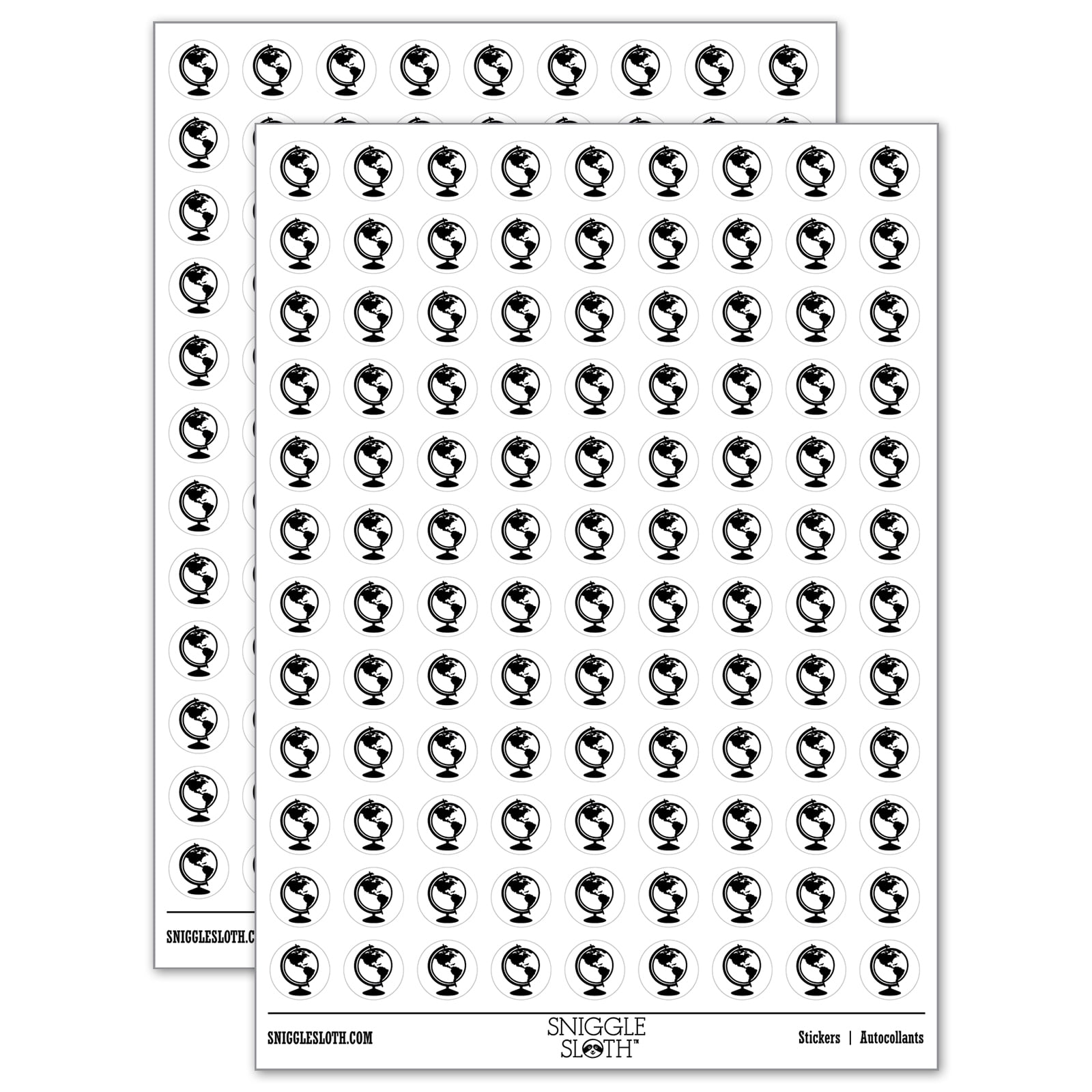 Explorer World Globe of Planet Earth 200+ Round Stickers - White ...