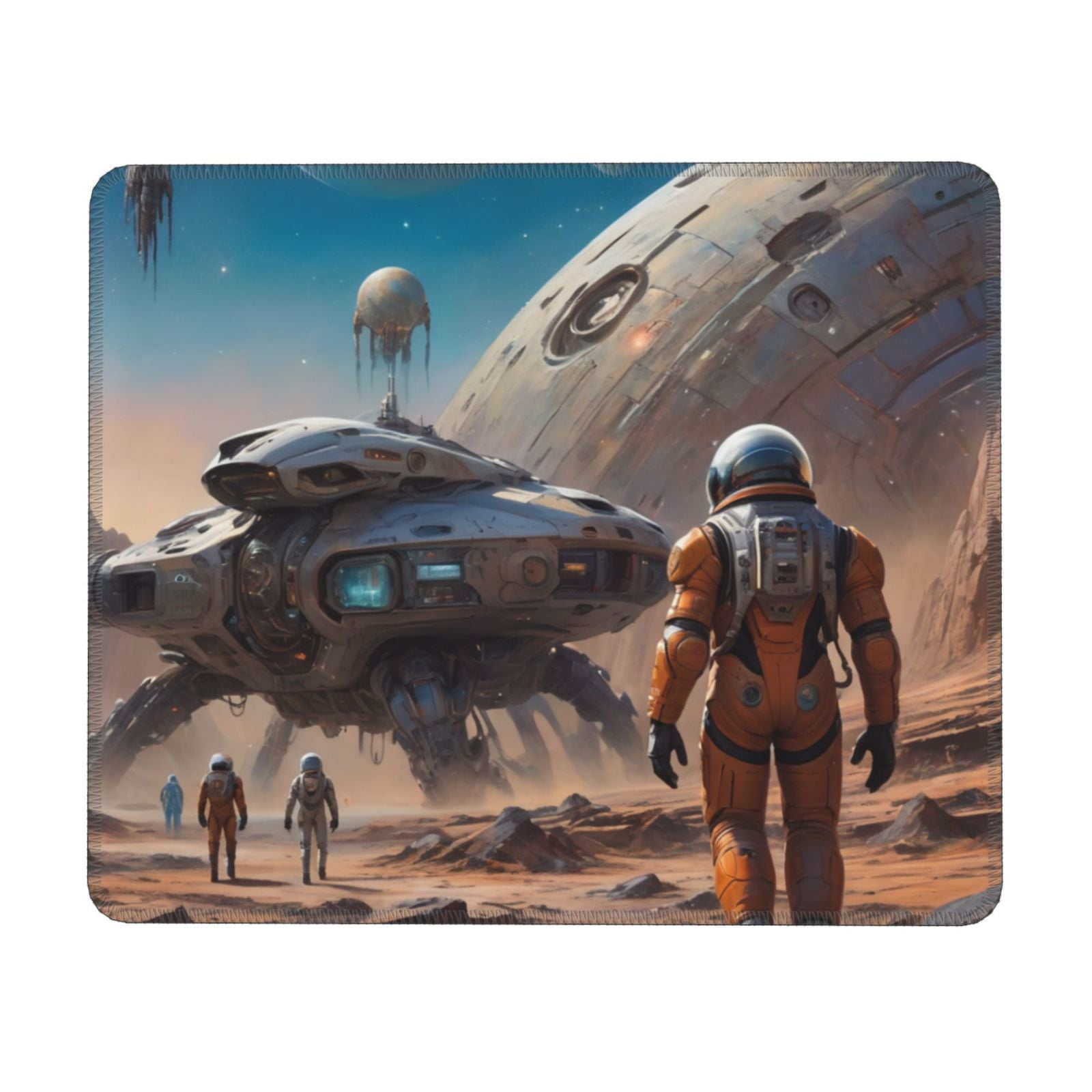 Exploring an Alien World: Futuristic Space Scene Square mouse pad ...