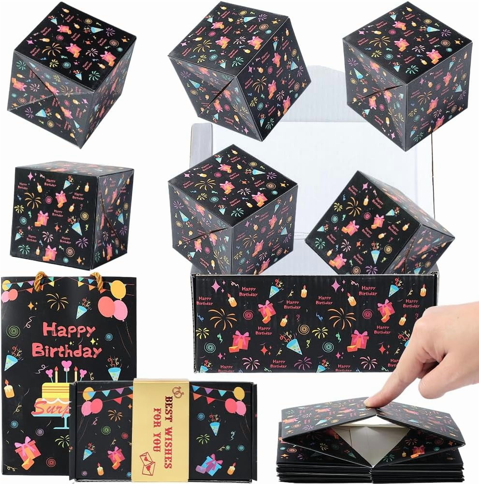 Explosion Birthday Gift Box with Bag Gift Box Set Black Folding Bounce ...