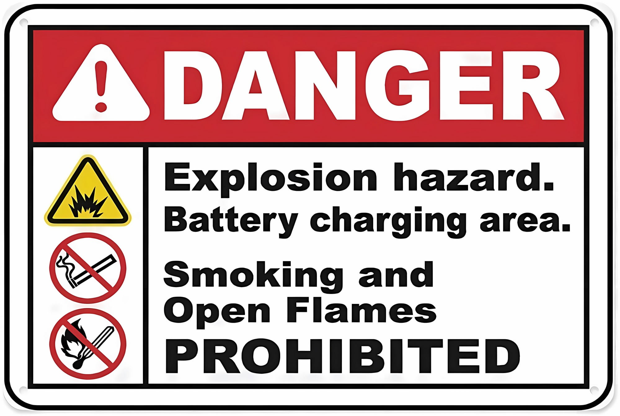 Explosion Hazard Charging Area Tin Sign - 12×8 Inches, Vintage Metal ...