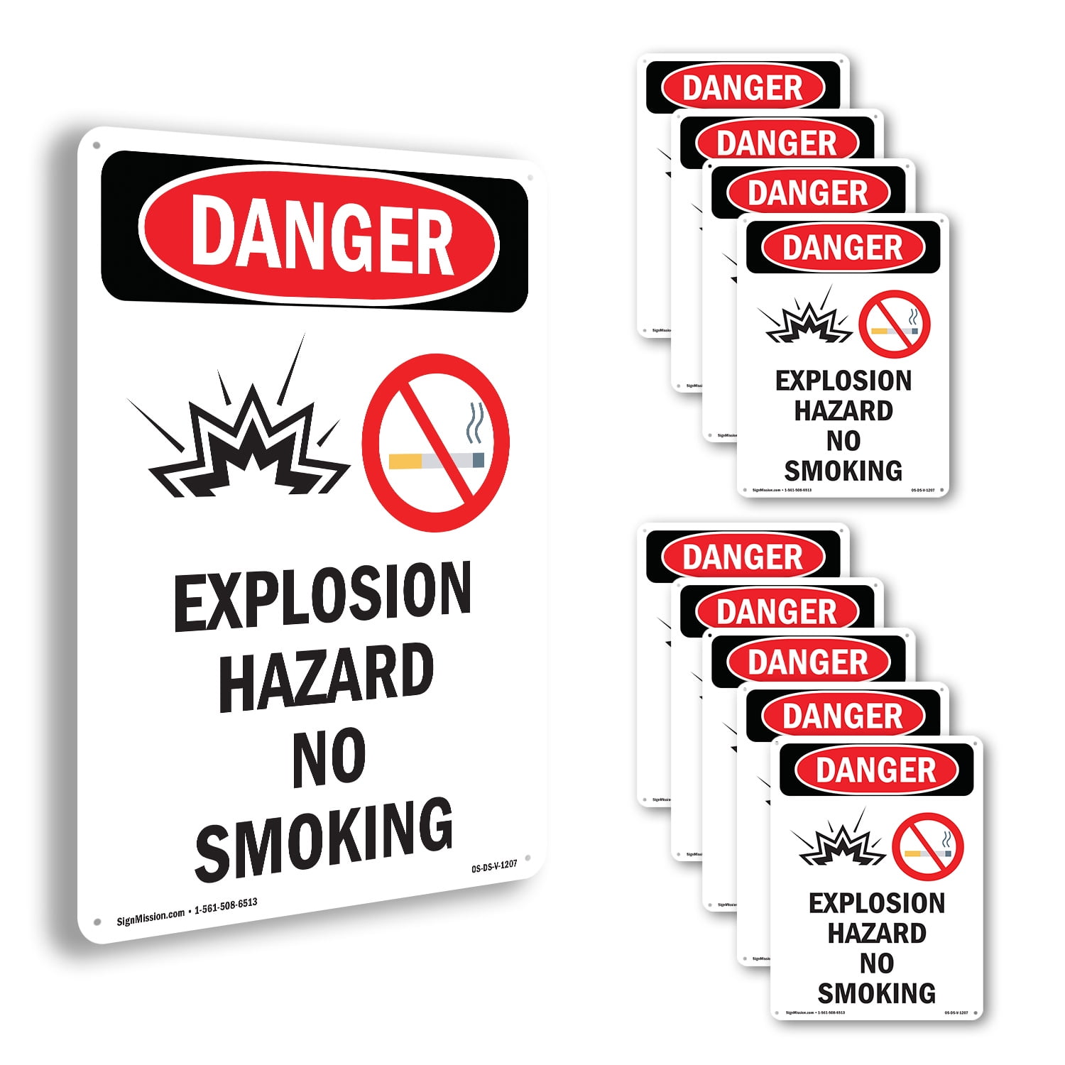 Explosion Hazard No Smoking OSHA Danger Aluminum Sign 24 Inch x 18 Inch ...