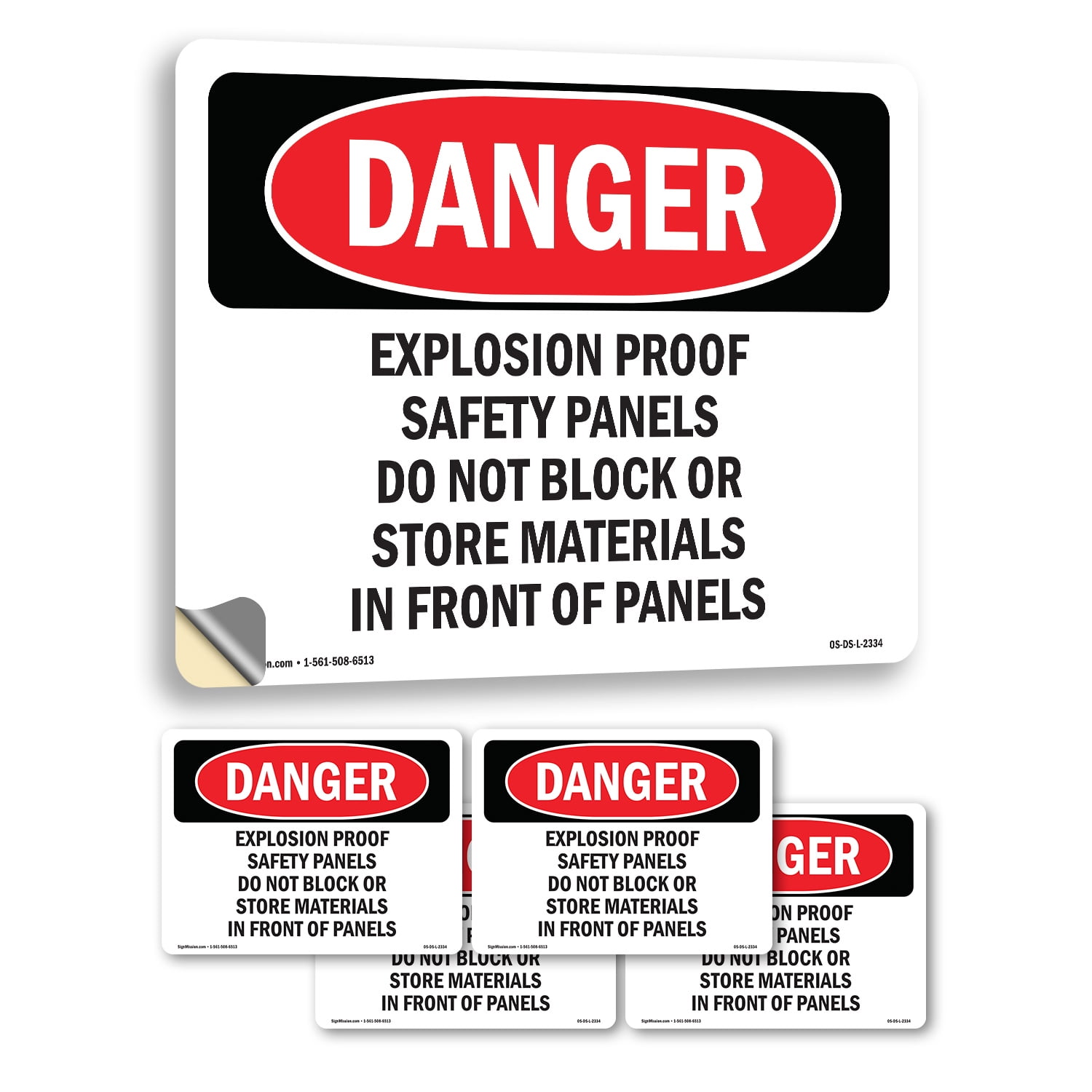 Explosion Proof Safety Panels Do Not Block OSHA Danger Vinyl Decal ...