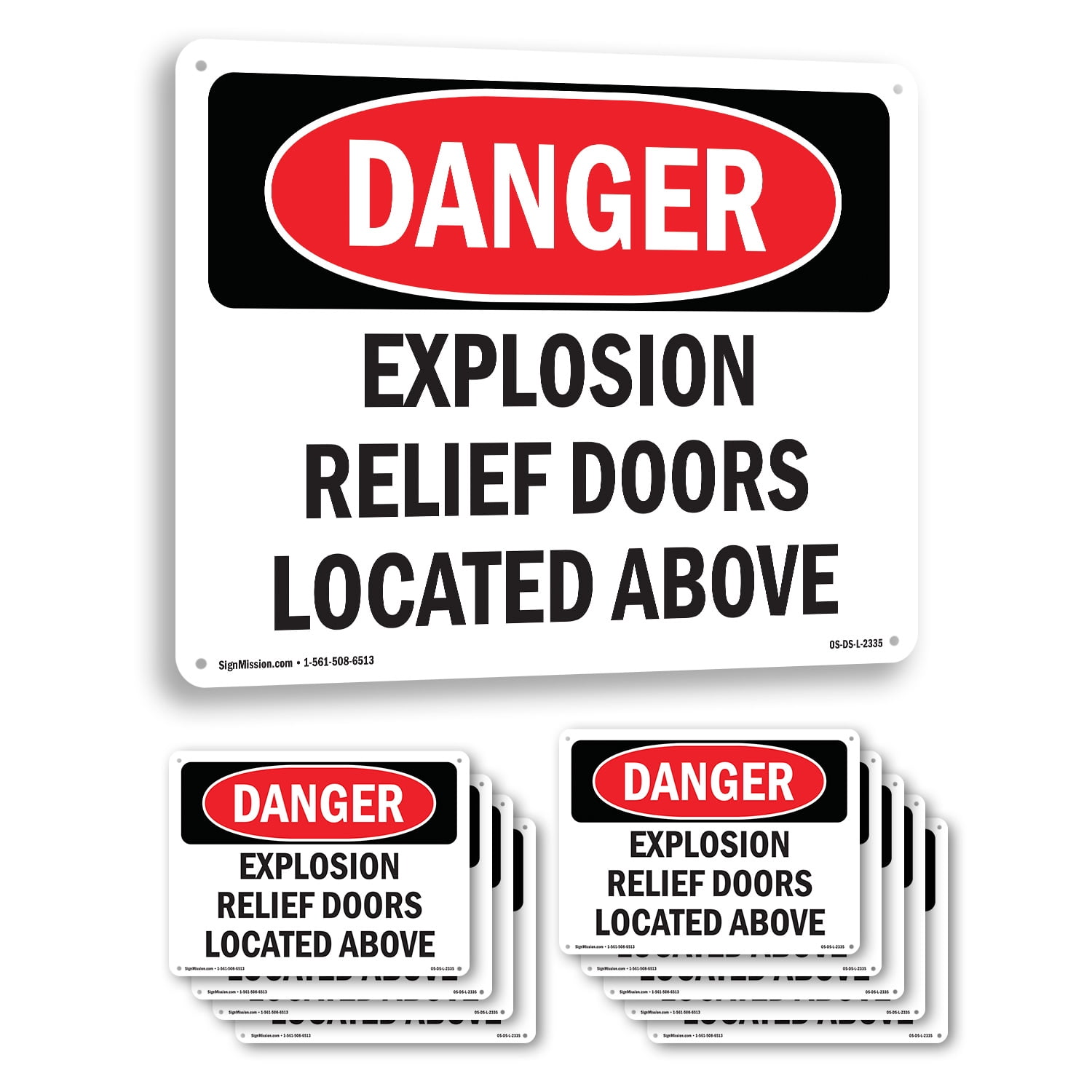 Explosion Relief Doors Located Above OSHA Danger Rigid Plastic Sign 10 ...