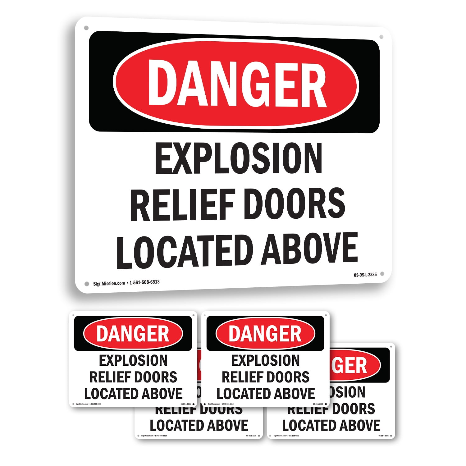 Explosion Relief Doors Located Above OSHA Danger Rigid Plastic Sign 10 ...