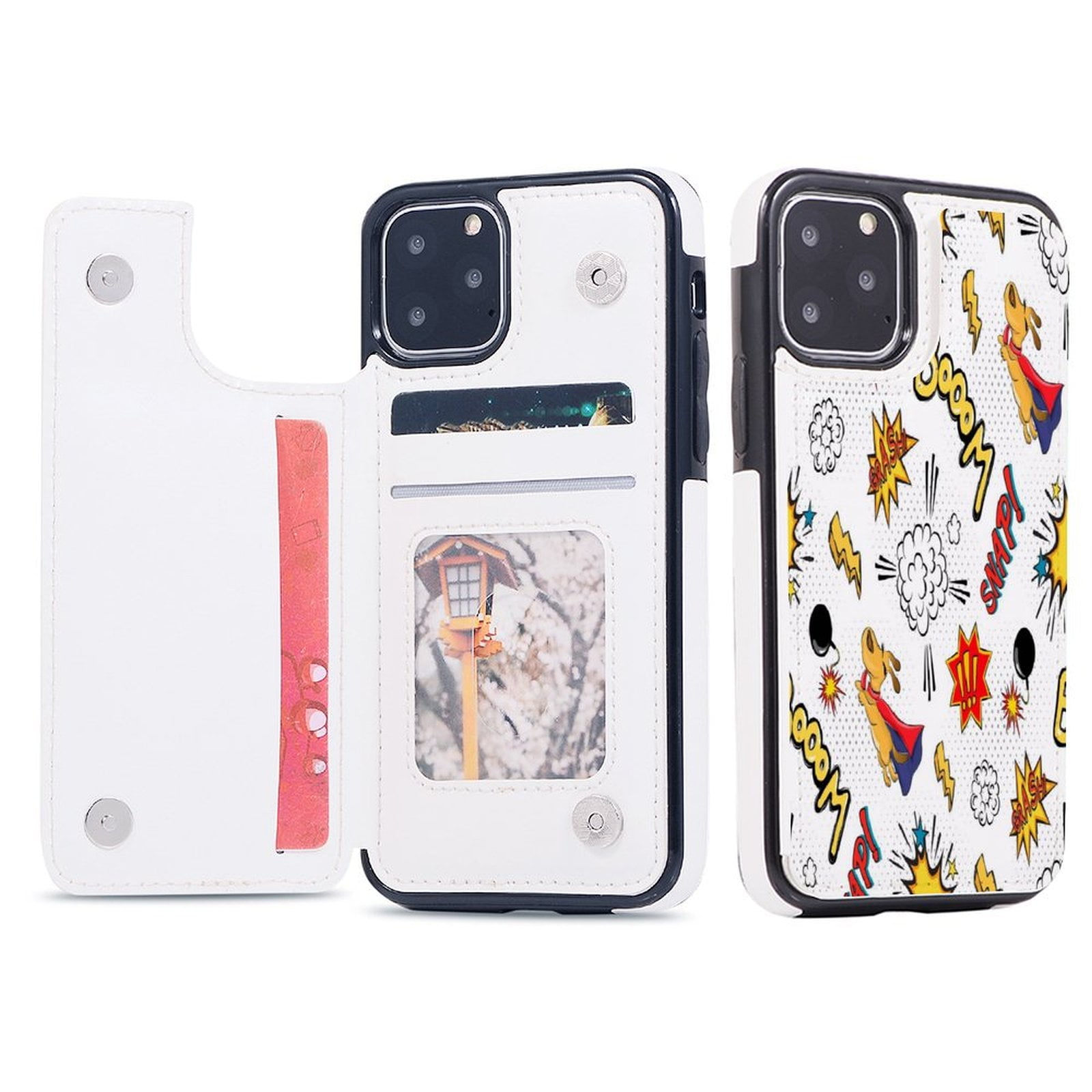 Explosions, Dogs, Bombs, Supermen Leather Wallet Case for iPhone 16 15 ...