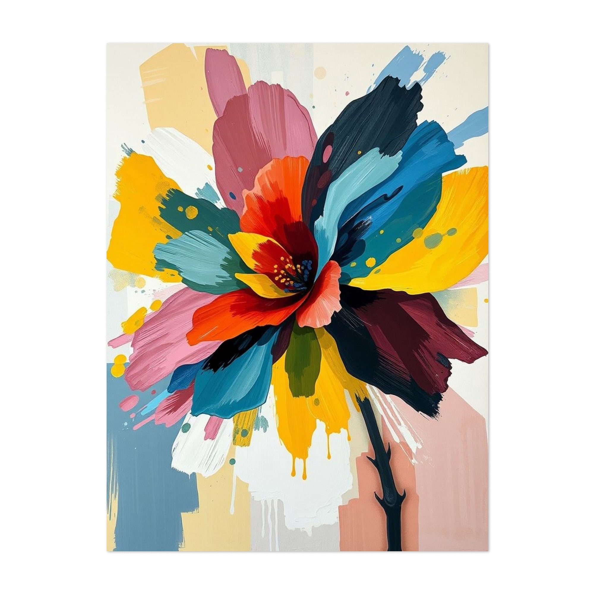 Explosive Bloom - Painting Abstract Floral Modern Art Flowers ...
