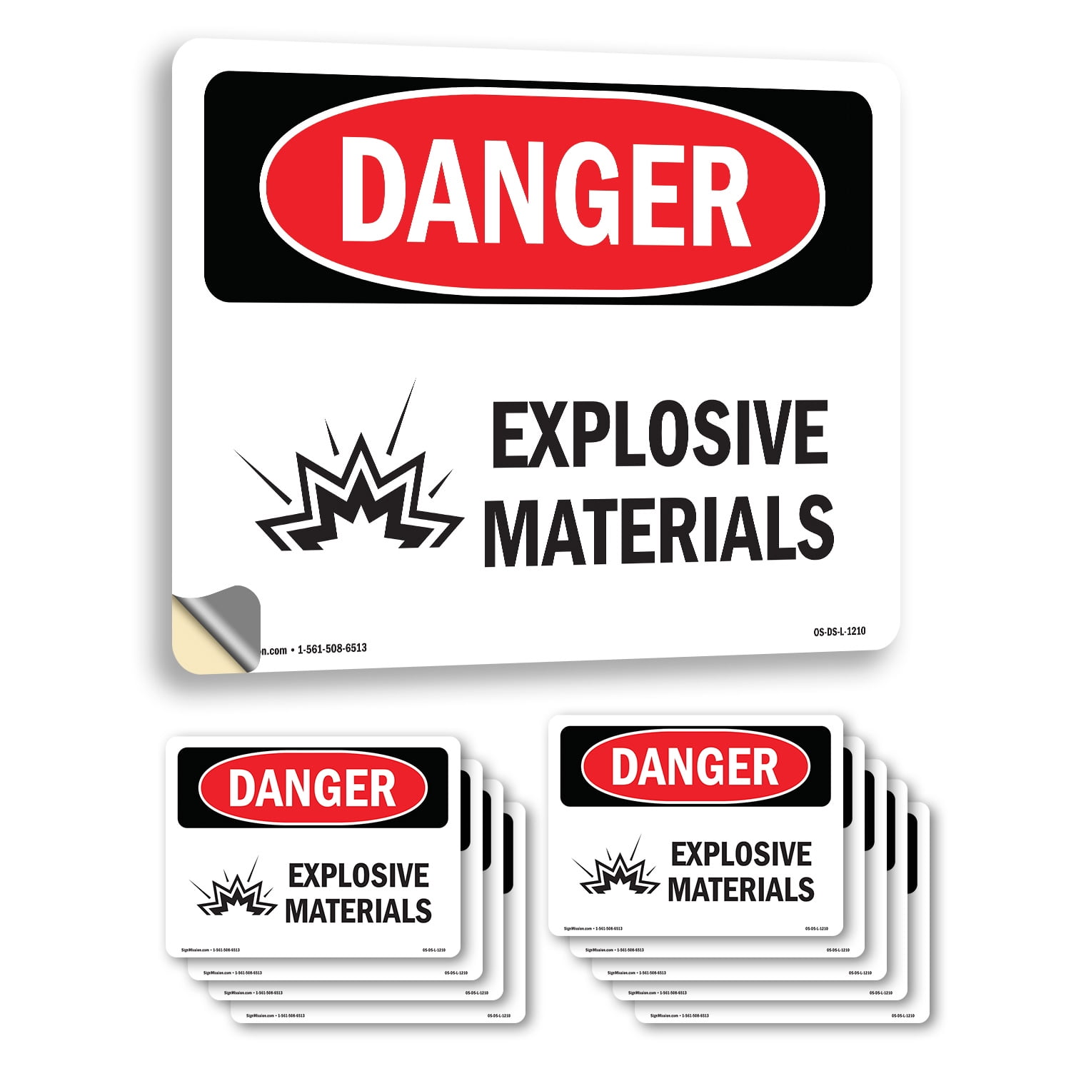Explosive Materials OSHA Danger Vinyl Decal Label 18 Inch x 12 Inch ...