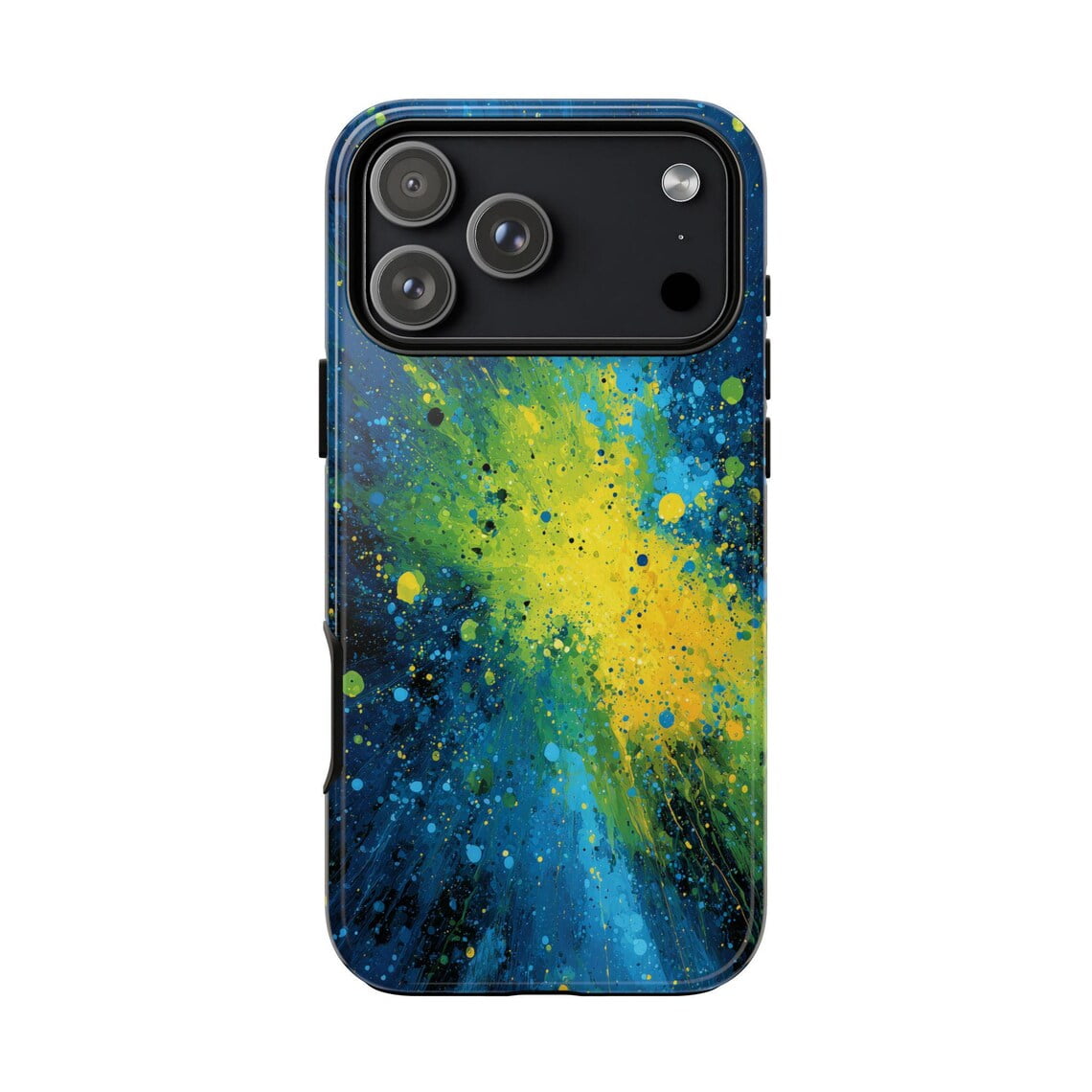 Explosive Paint Neon Blue and Green Fusion Phone Case with iPhone 17 to ...