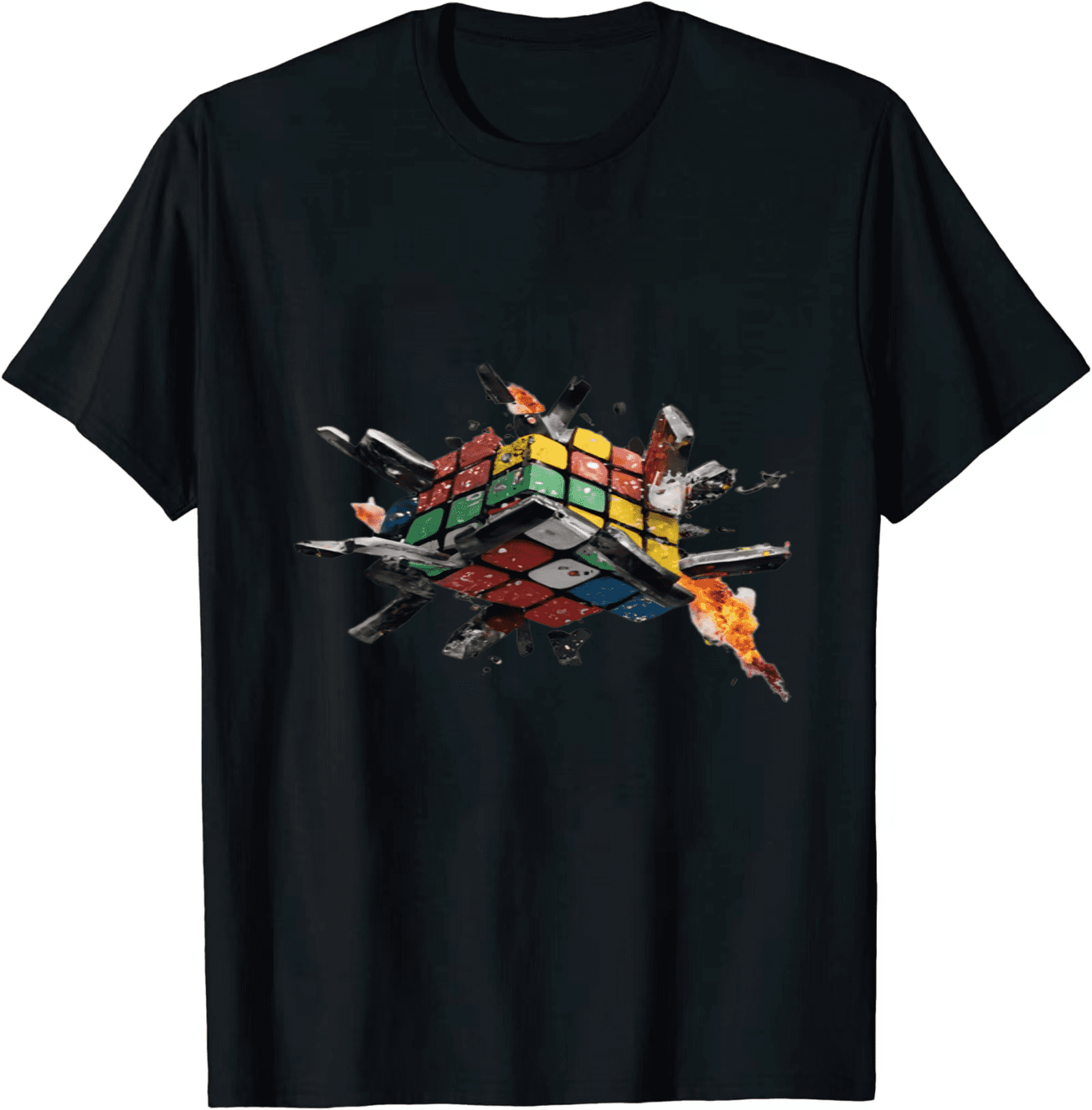 Explosive Rubik's Cube Pattern T-shirt 3508063_black - Walmart.com