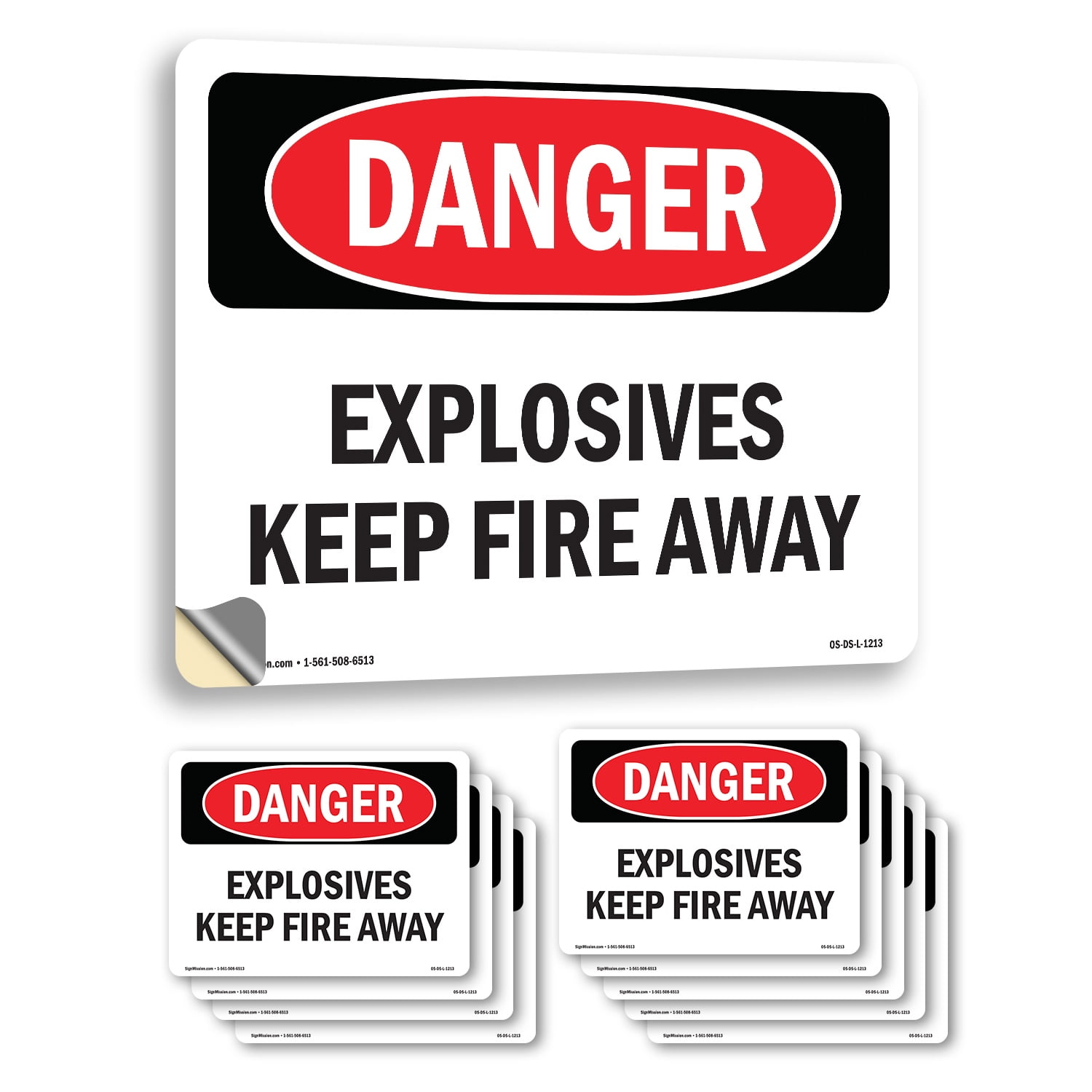 Explosives Keep Fire Away OSHA Danger Vinyl Decal Label 18 Inch x 12 ...