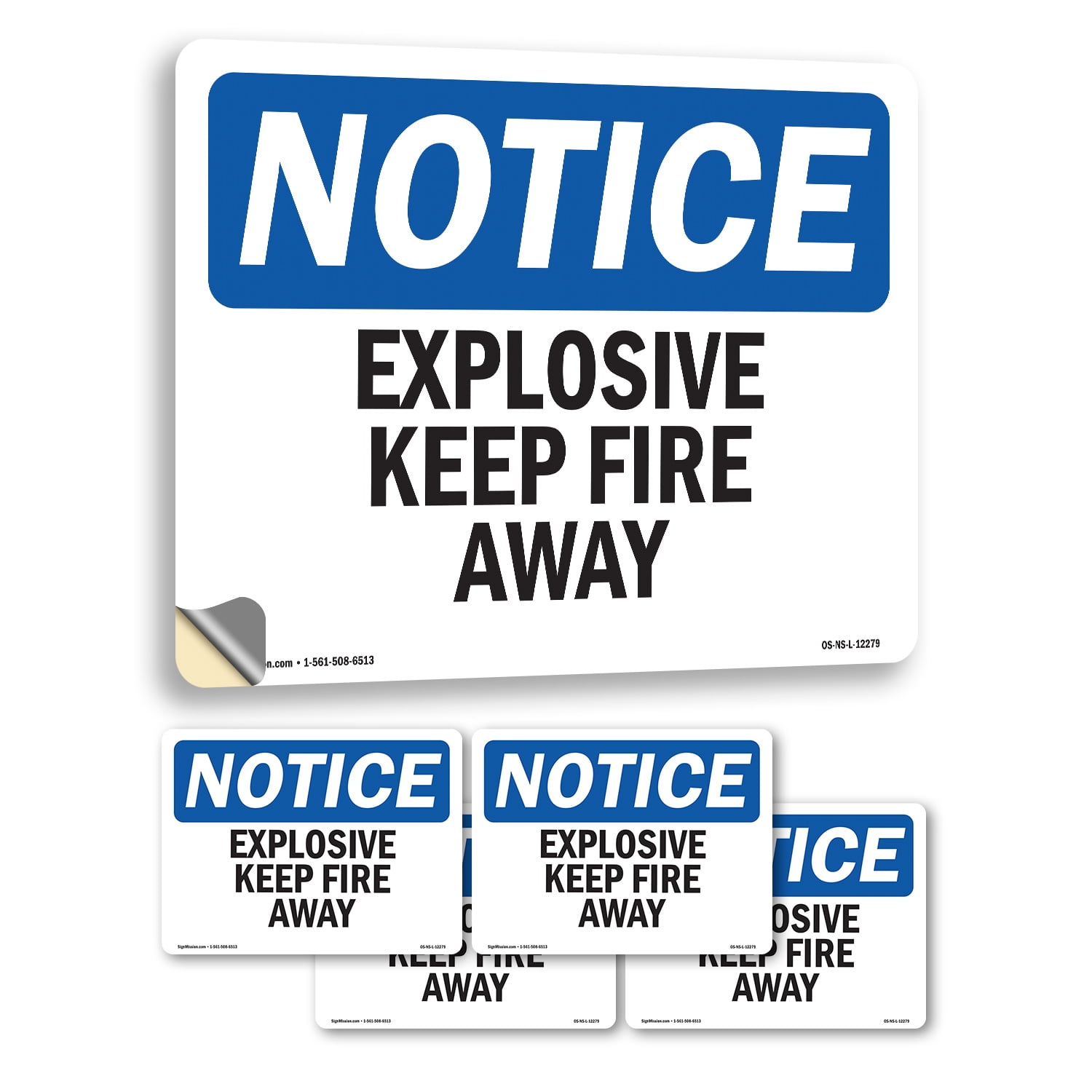 Explosives Keep Fire Away OSHA Notice Vinyl Decal Label 10 Inch x 7 ...