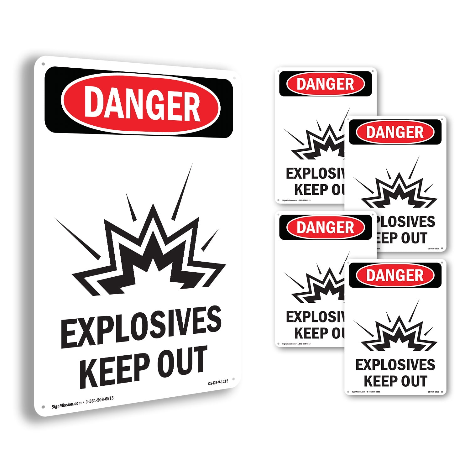 Explosives Keep Out OSHA Danger Rigid Plastic Sign 18 Inch x 12 Inch ...