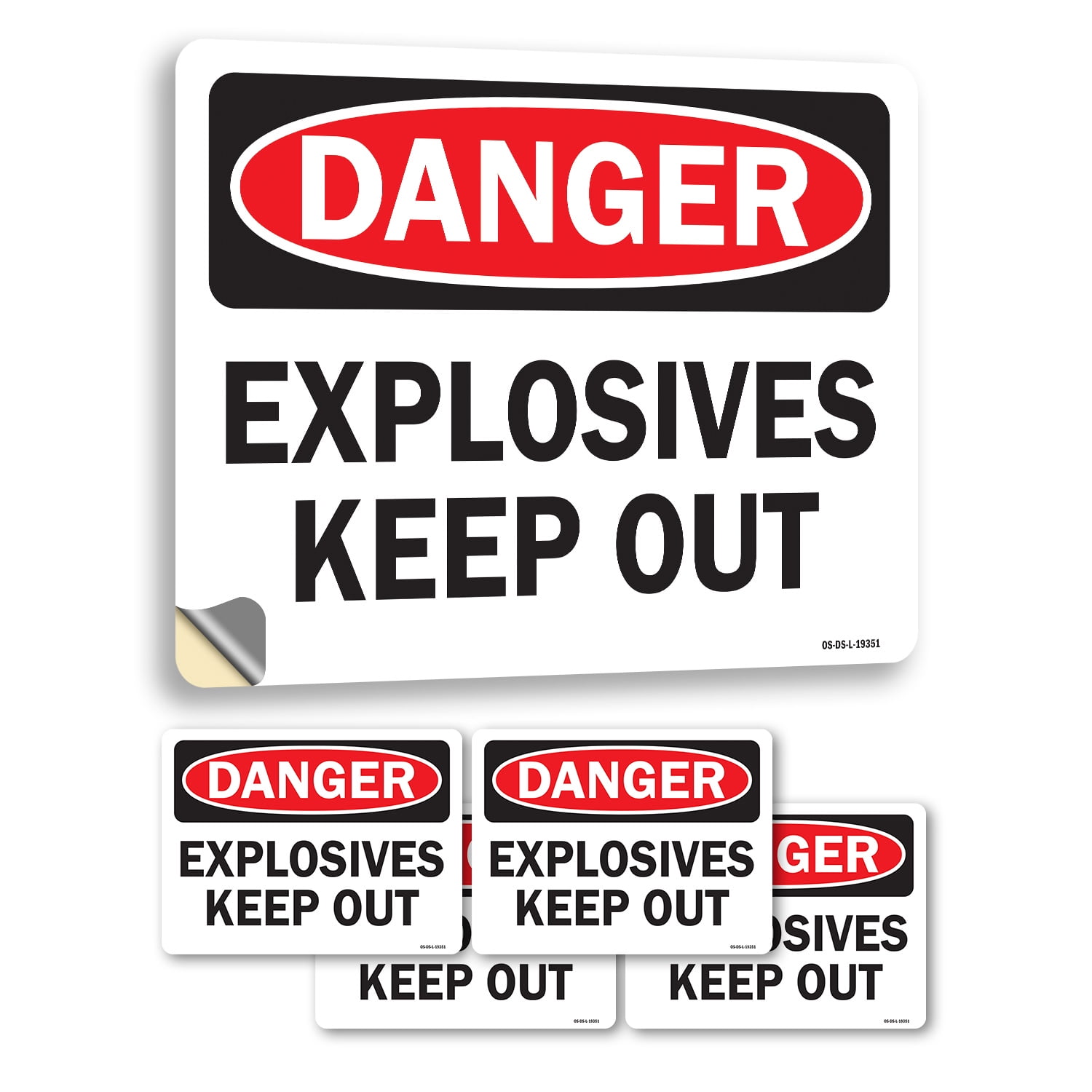 Explosives Keep Out OSHA Danger Vinyl Decal Label 24 Inch x 18 Inch - 5 ...