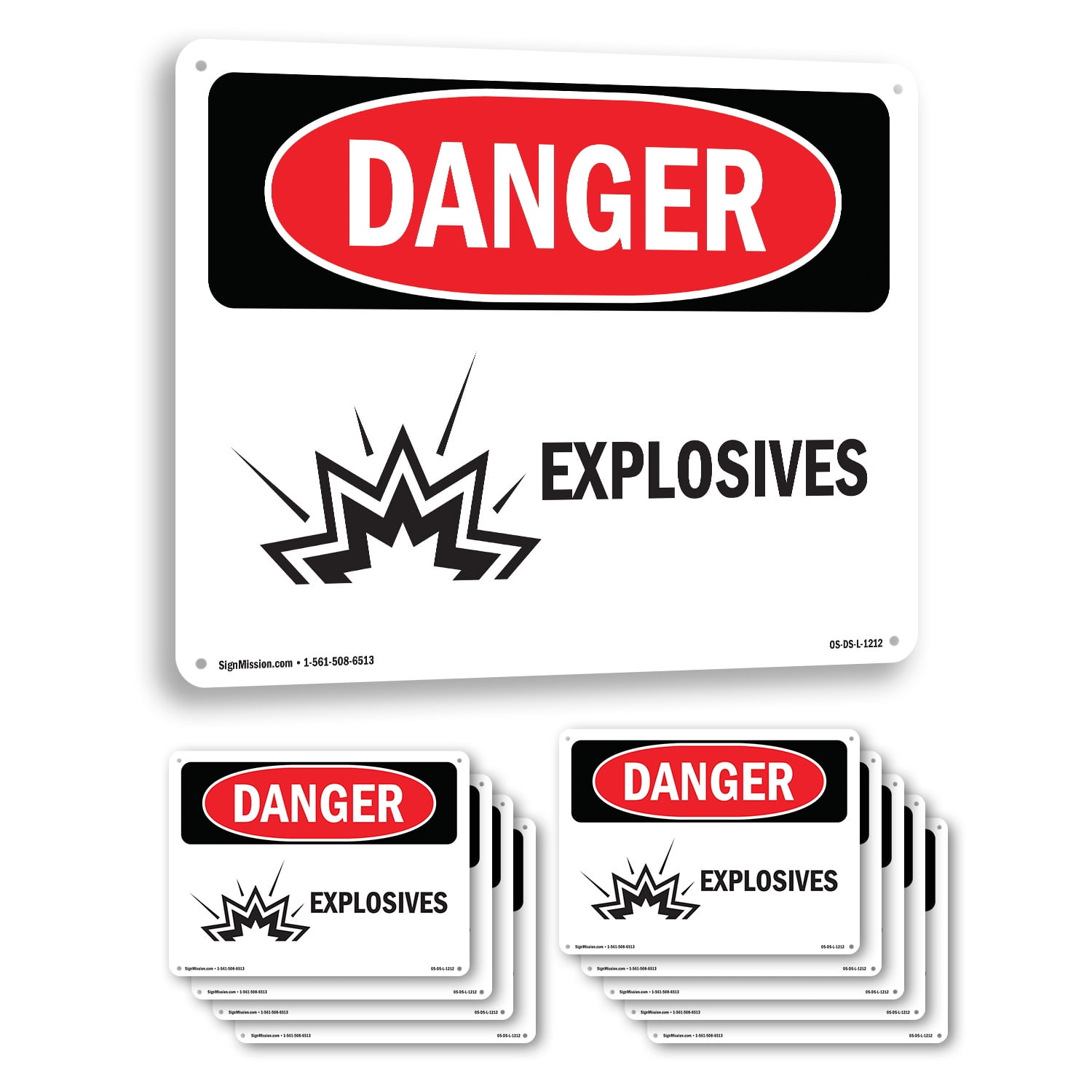 Explosives OSHA Danger Aluminum Sign 24 Inch x 18 Inch - 10 Pack ...