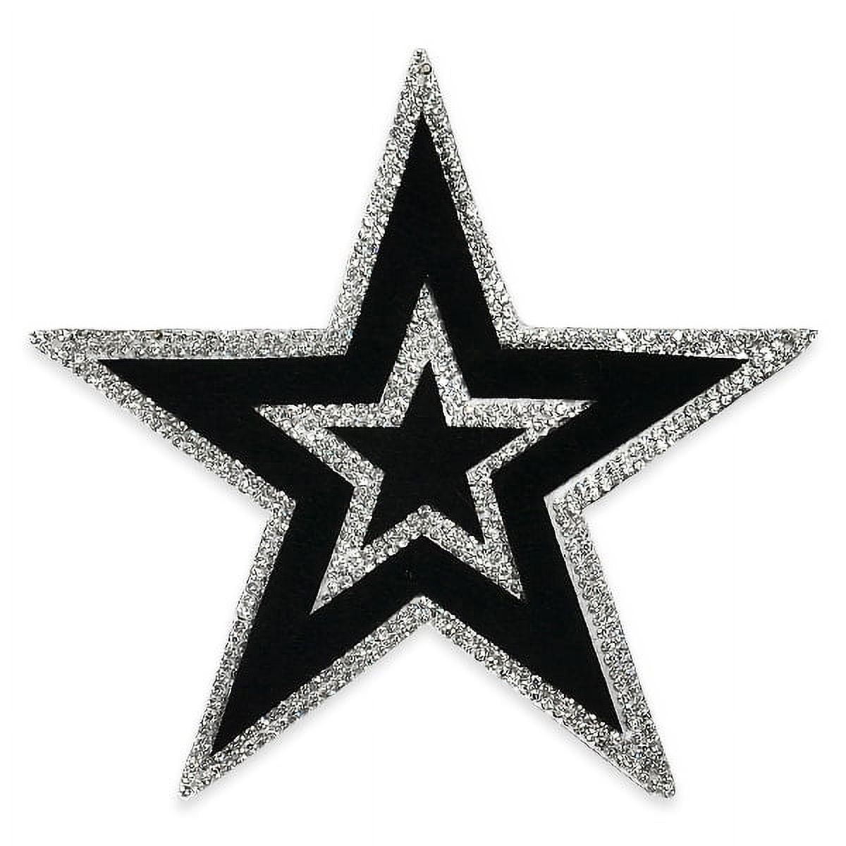 5 1/2" Velvet Double Outline Star Iron-on Rhinestone Applique/Patch ...
