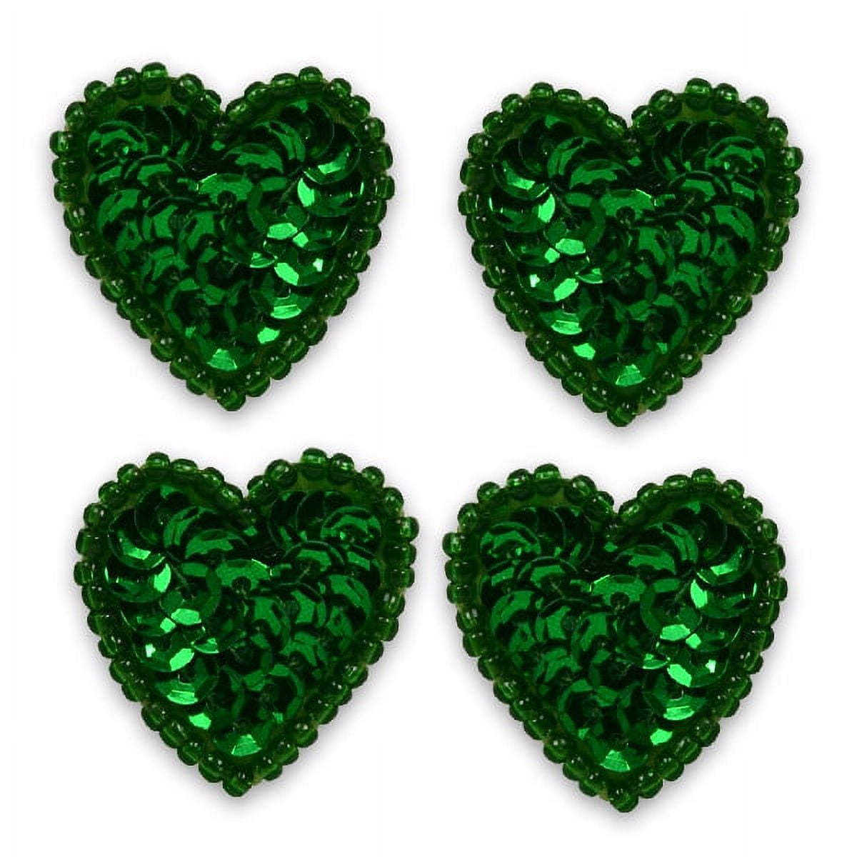 Heart Sequin Applique/Patch - Kelly Green - Mini 7/8" - 4 pcs ...