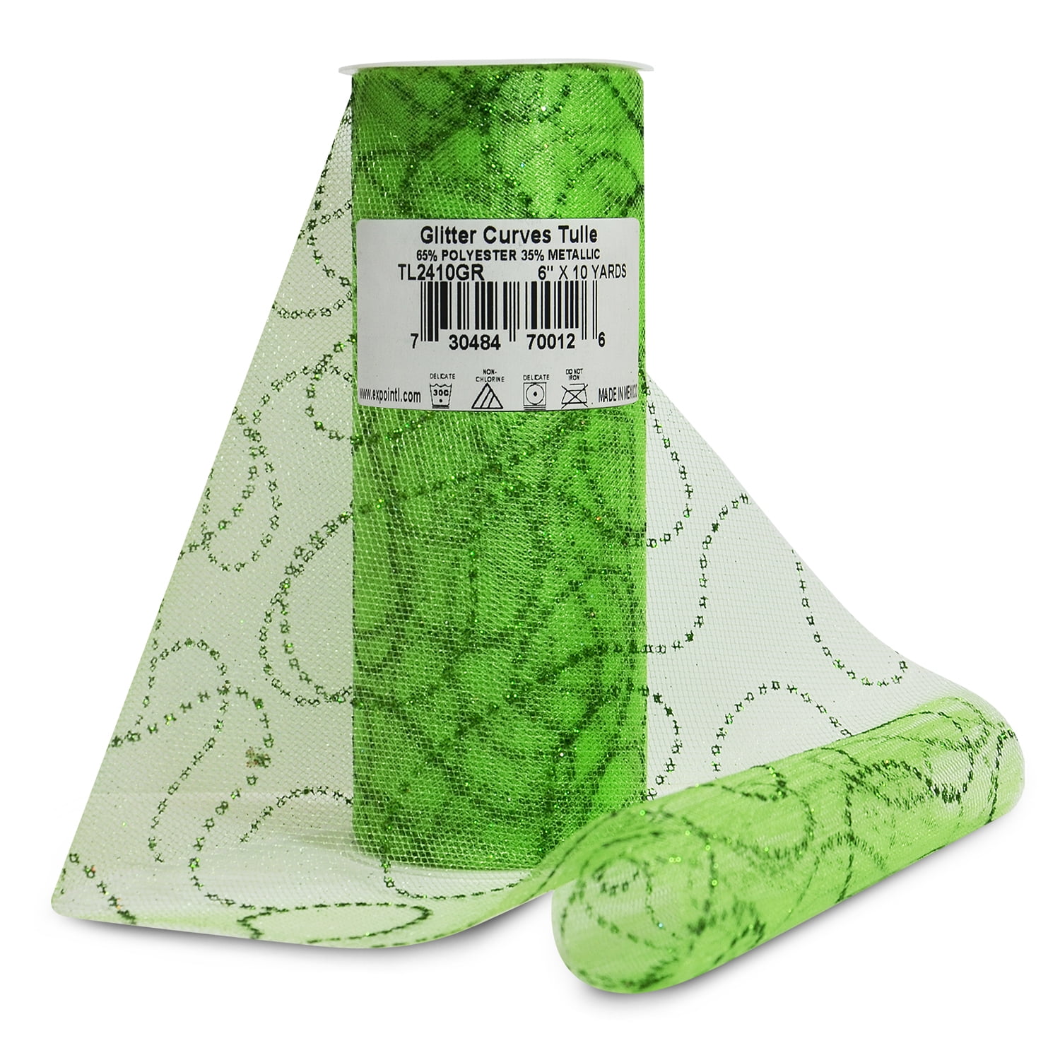 Expo Int'l Premium Glitter Curves Tulle Spool of 6" X 10 Yards ...