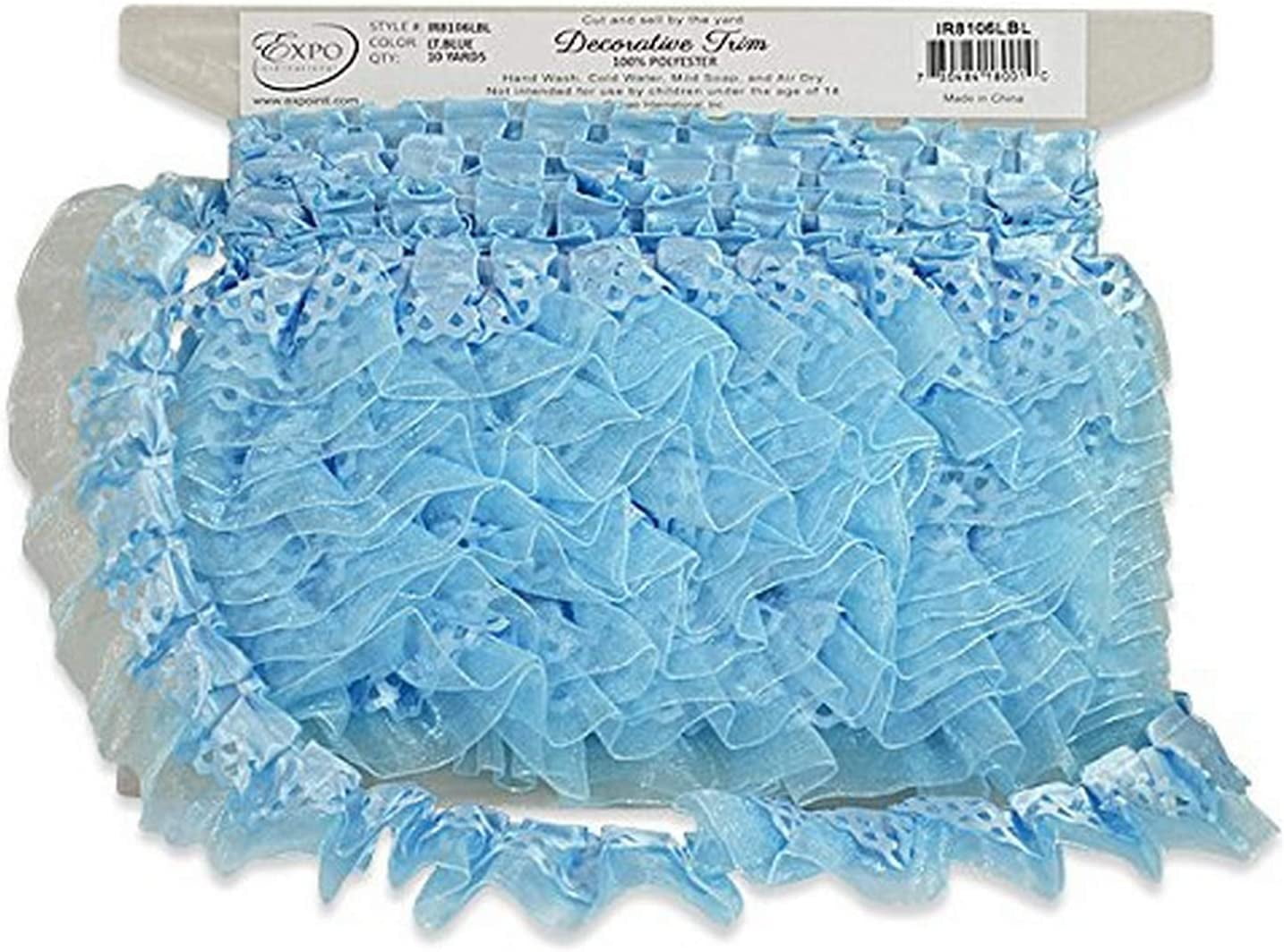 Expo International IR8106LBL-10 10 Yards of Ruffle Trim, 10 yd, Light ...