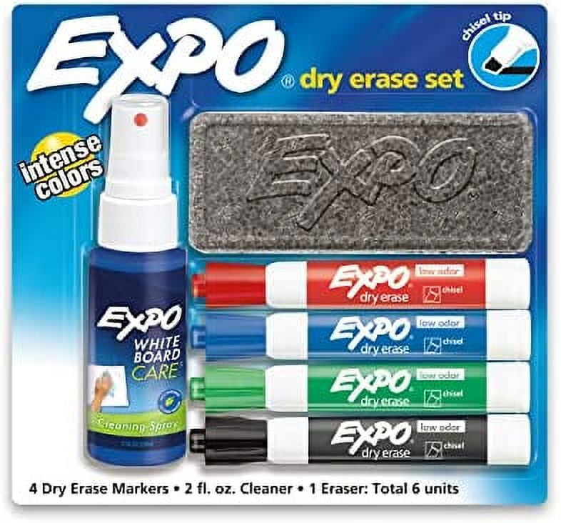 Expo Low Odor Dry Erase Marker Set with White Board Eraser and Cleaner ...
