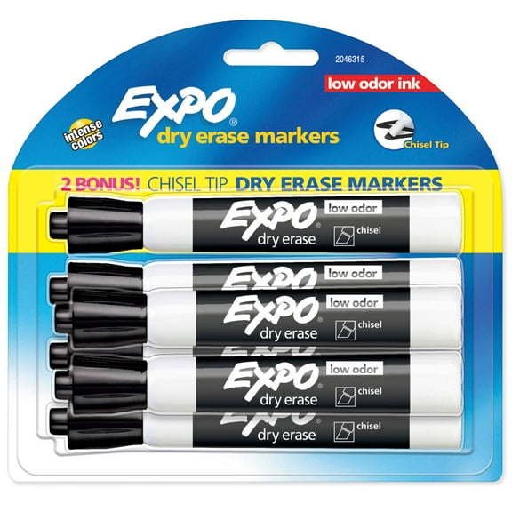 Low-Odor Dry Erase Markers, Ultra-Fine Tip, Black, 4 Count - Walmart.com