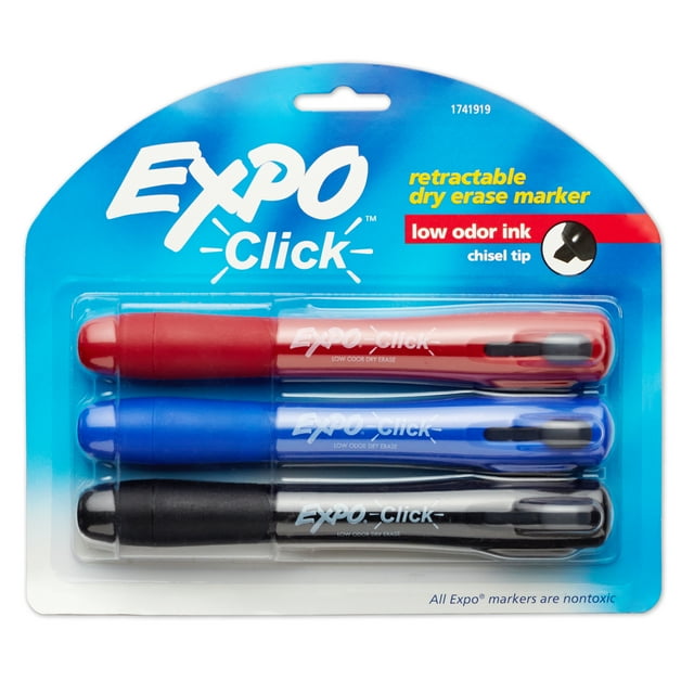 Expo Retractable Click Dry Erase Markers, 3 Count - Walmart.com
