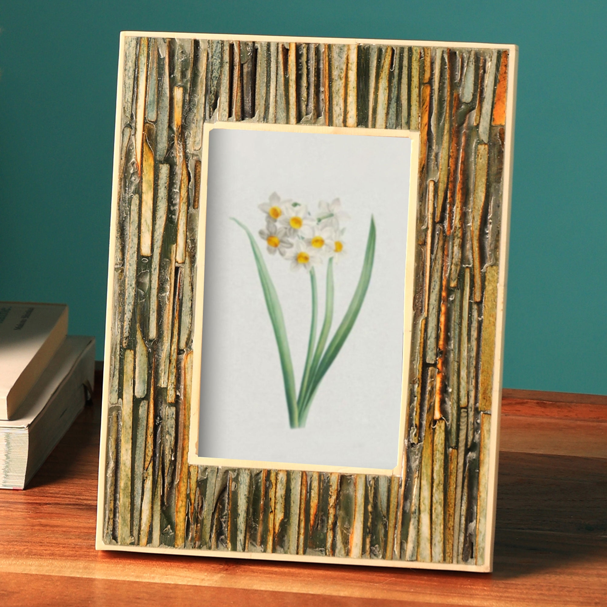 Expobazaar Handcrafted Chiseled Bone Inlay Photo Frame with Resin Edge ...