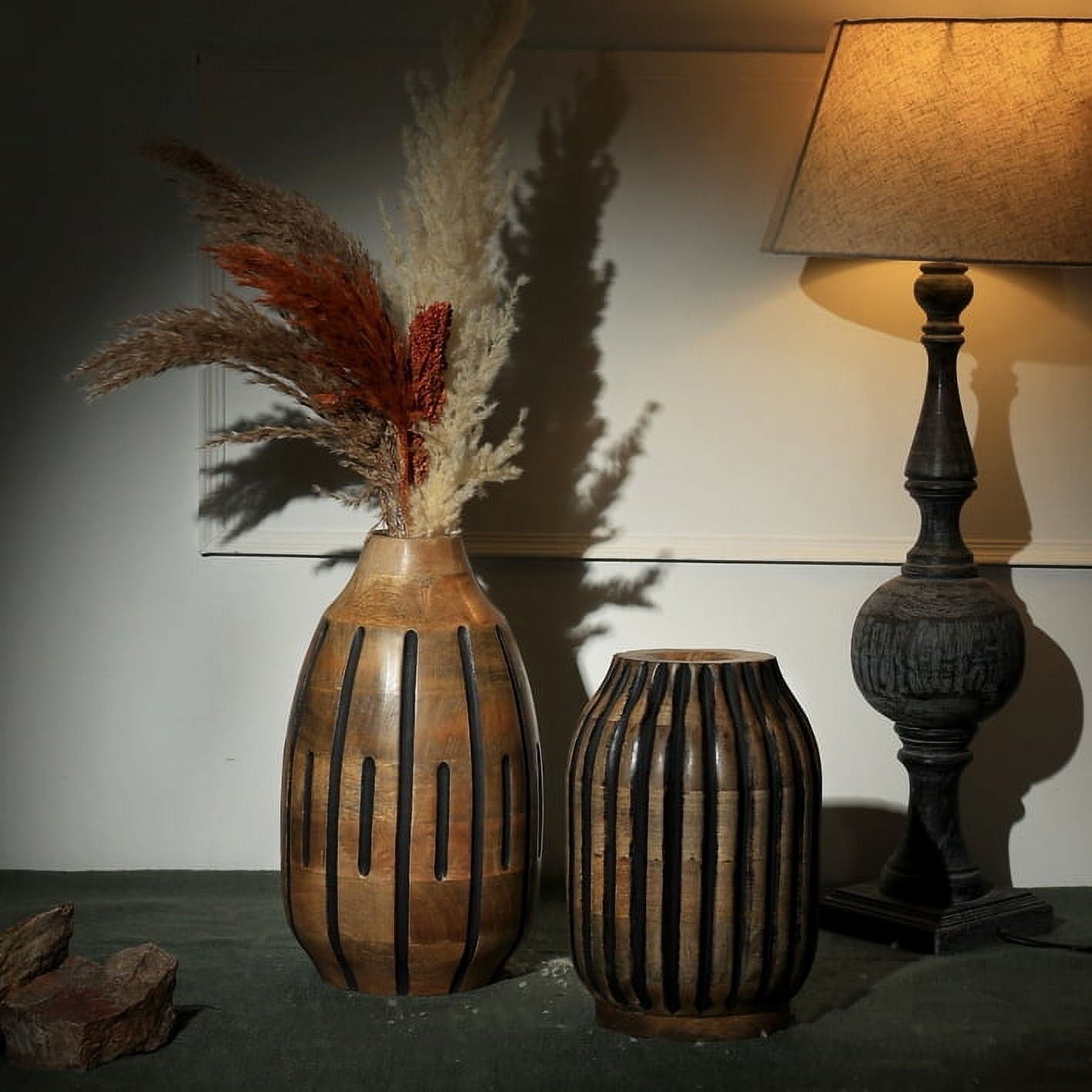 Expobazaar Handcrafted Wooden Vase - Sustainable Decorative Vases ...