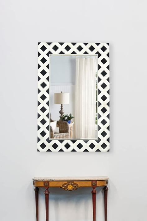 Expobazaar Mosaic Bone & Resin Inlay Rectangular Mirror Frame - Walmart.com