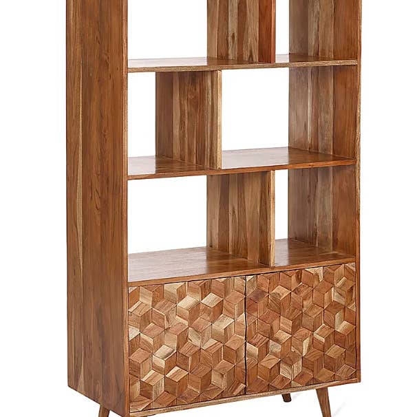 Expobazaar Tazzo Bookshelf - Handcrafted Acacia Wood Furniture, Natural ...