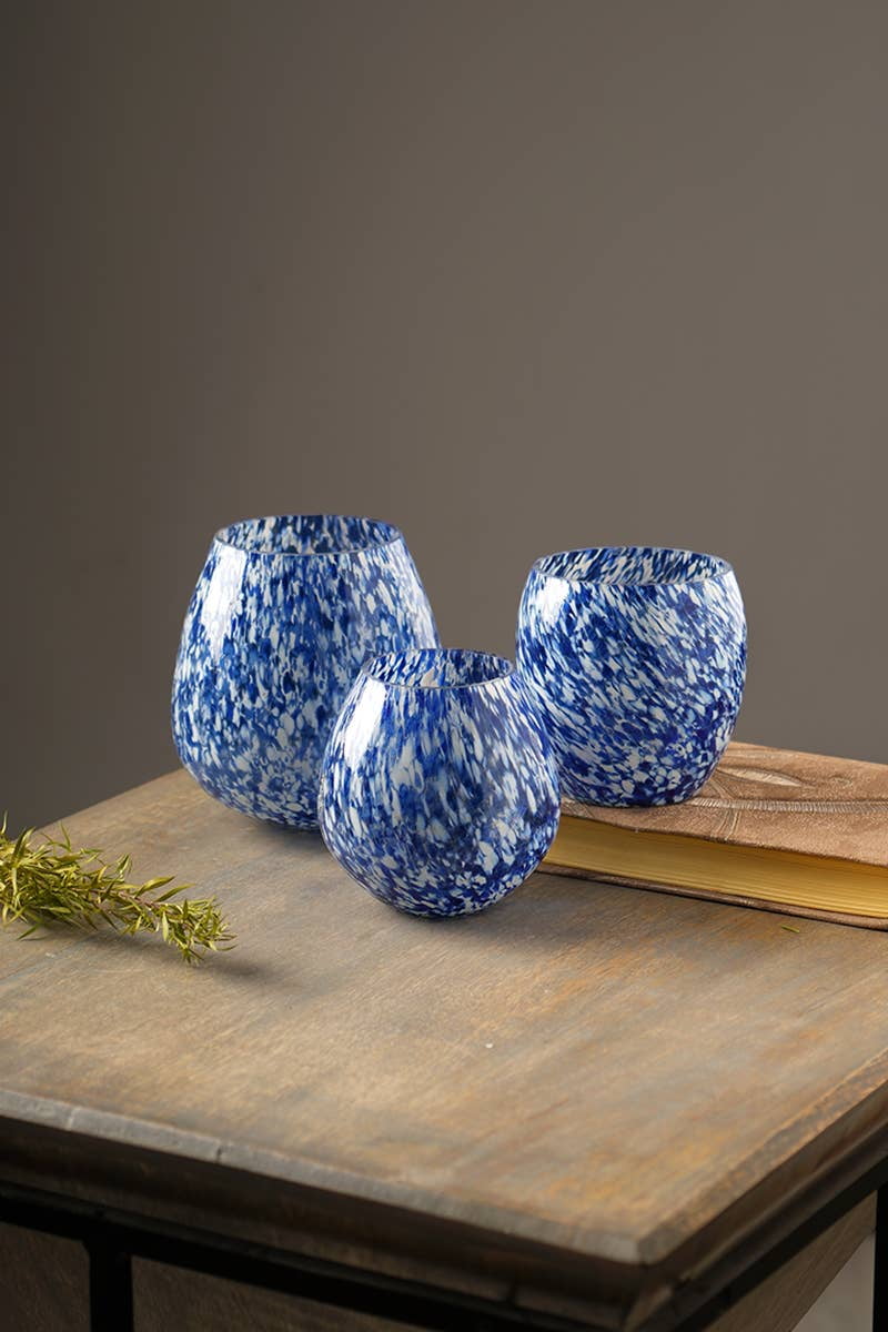 White & Blue Sputter Glass PGA Votive – Premium Candle Holder for Home ...